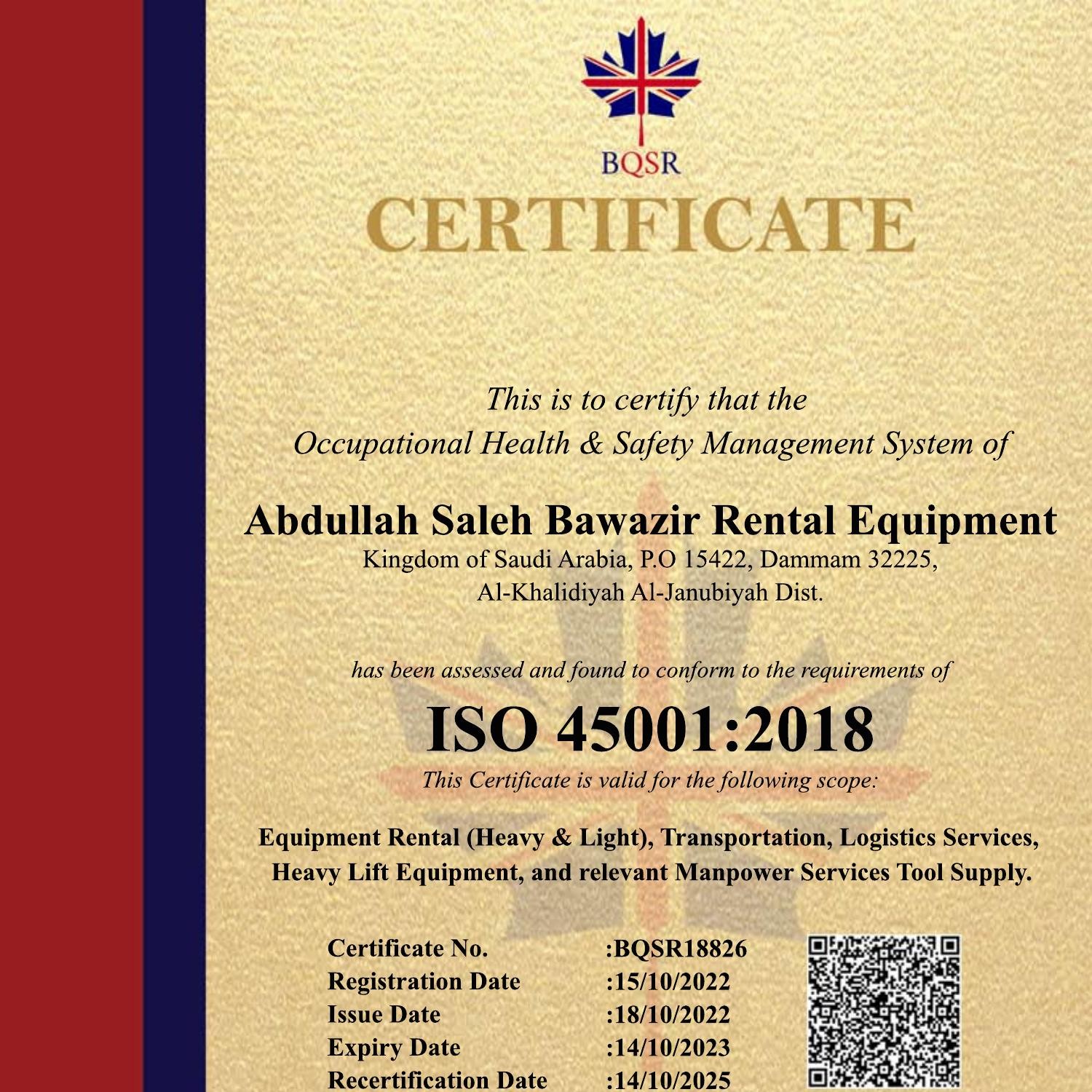 ISO 45001 Abdullah Saleh Bawazir Rental Equipment (1).pdf | DocDroid