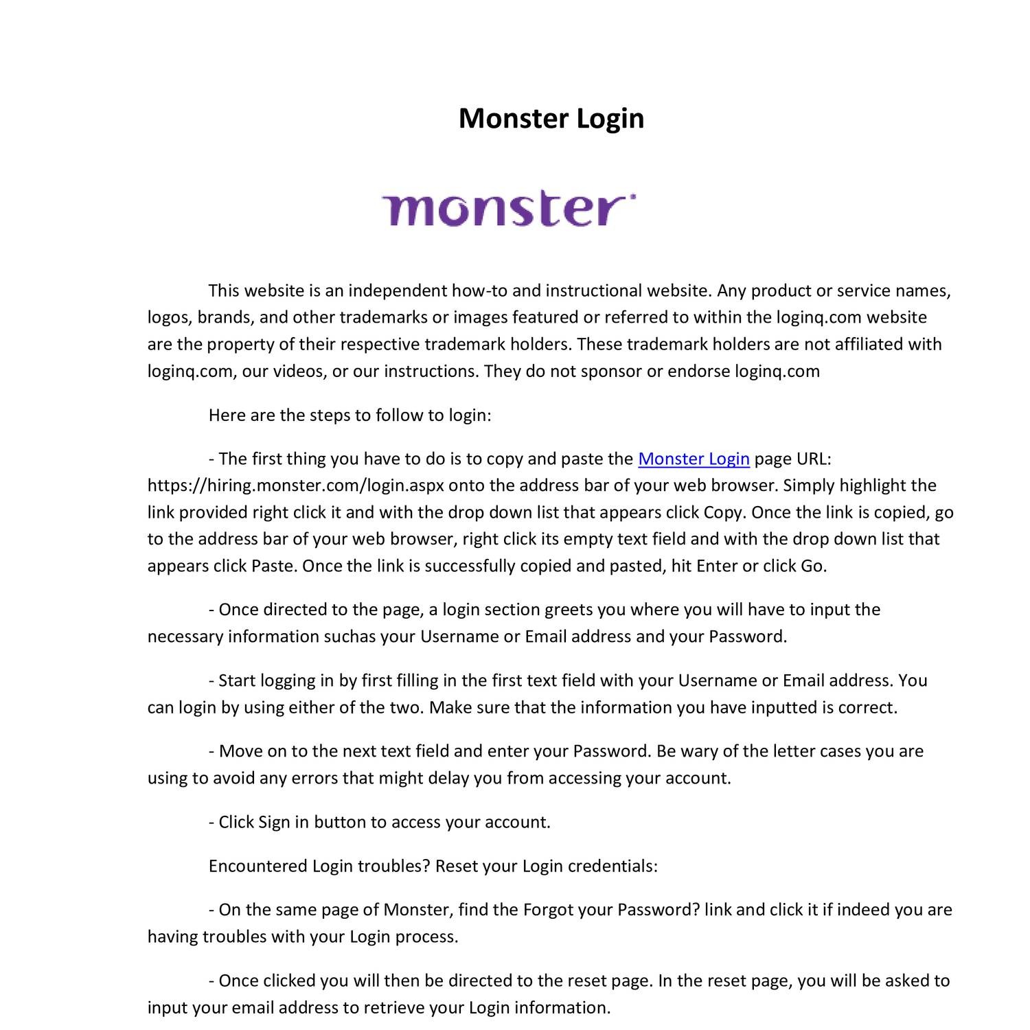 Monster Login.pdf | DocDroid