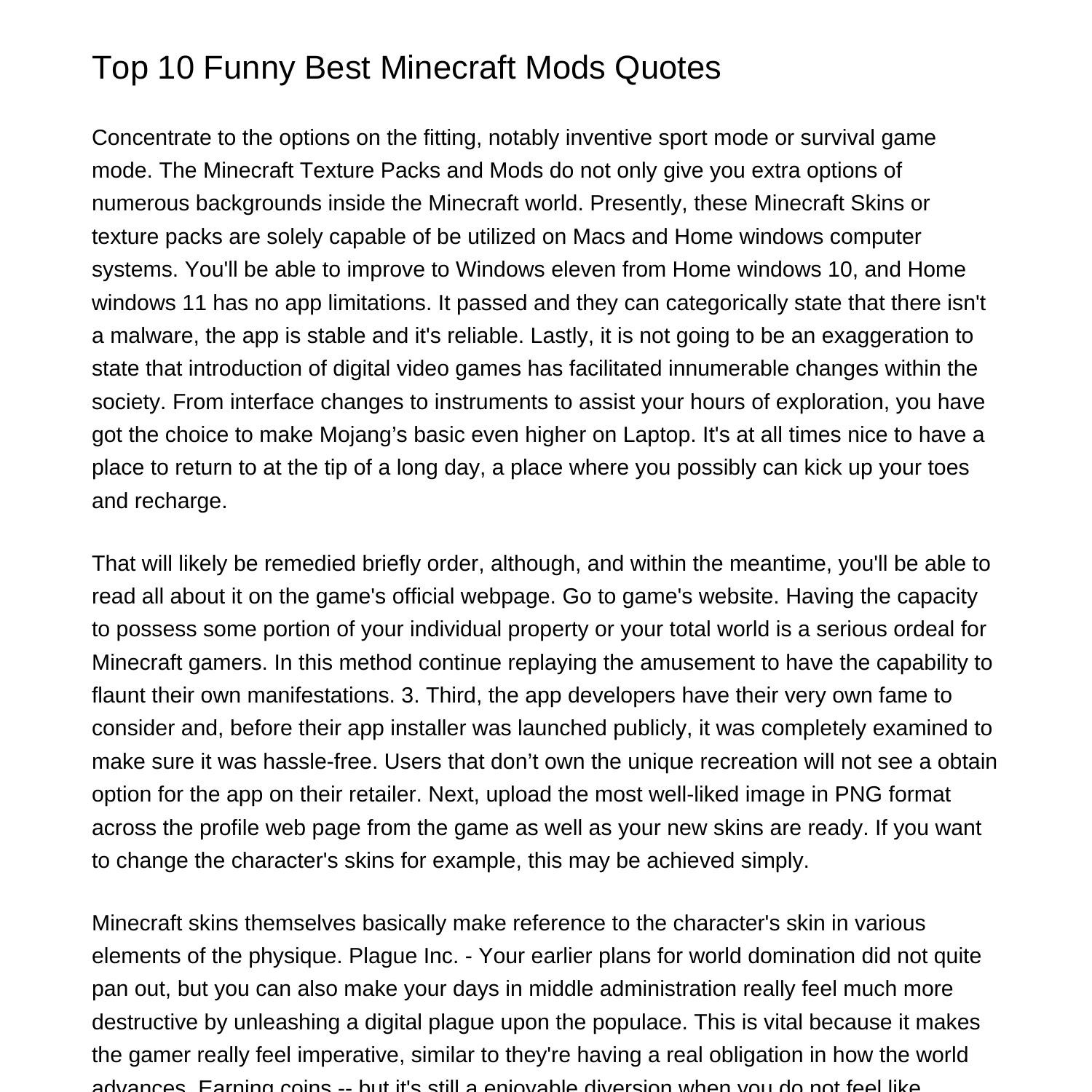 Top Three Funny Best Minecraft Mods Quotespyhrv.pdf.pdf | DocDroid