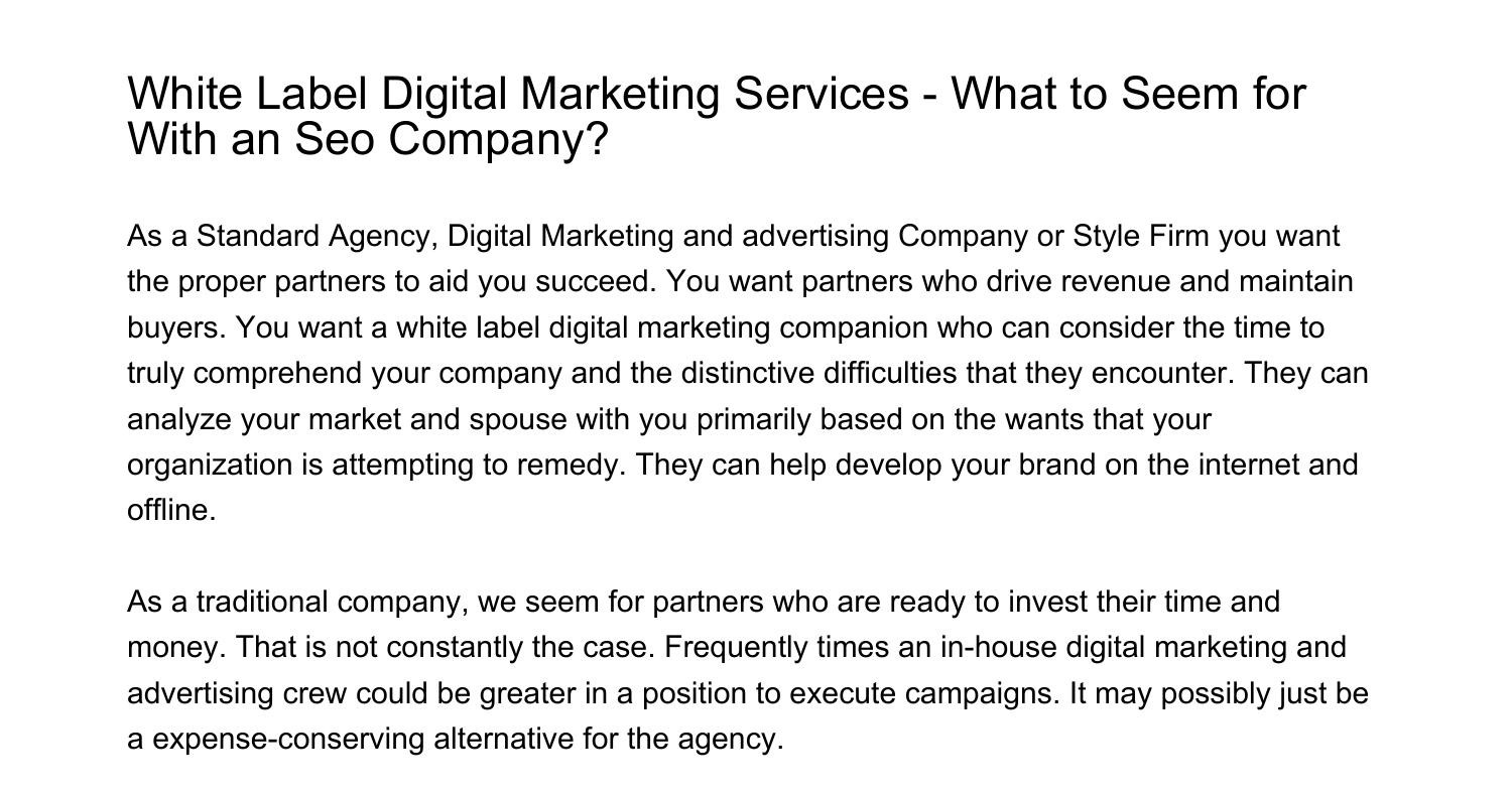 White Label Digital Marketing Services What to Look for With an Search ...