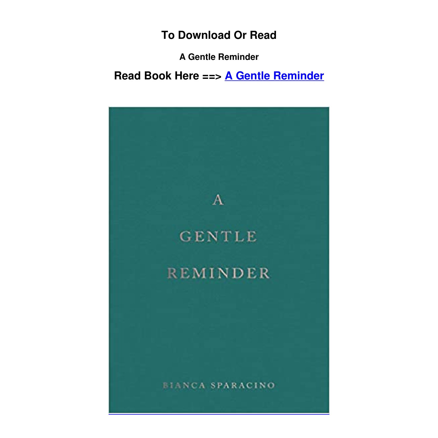 EPUB download A Gentle Reminder By Bianca Sparacino.pdf | DocDroid