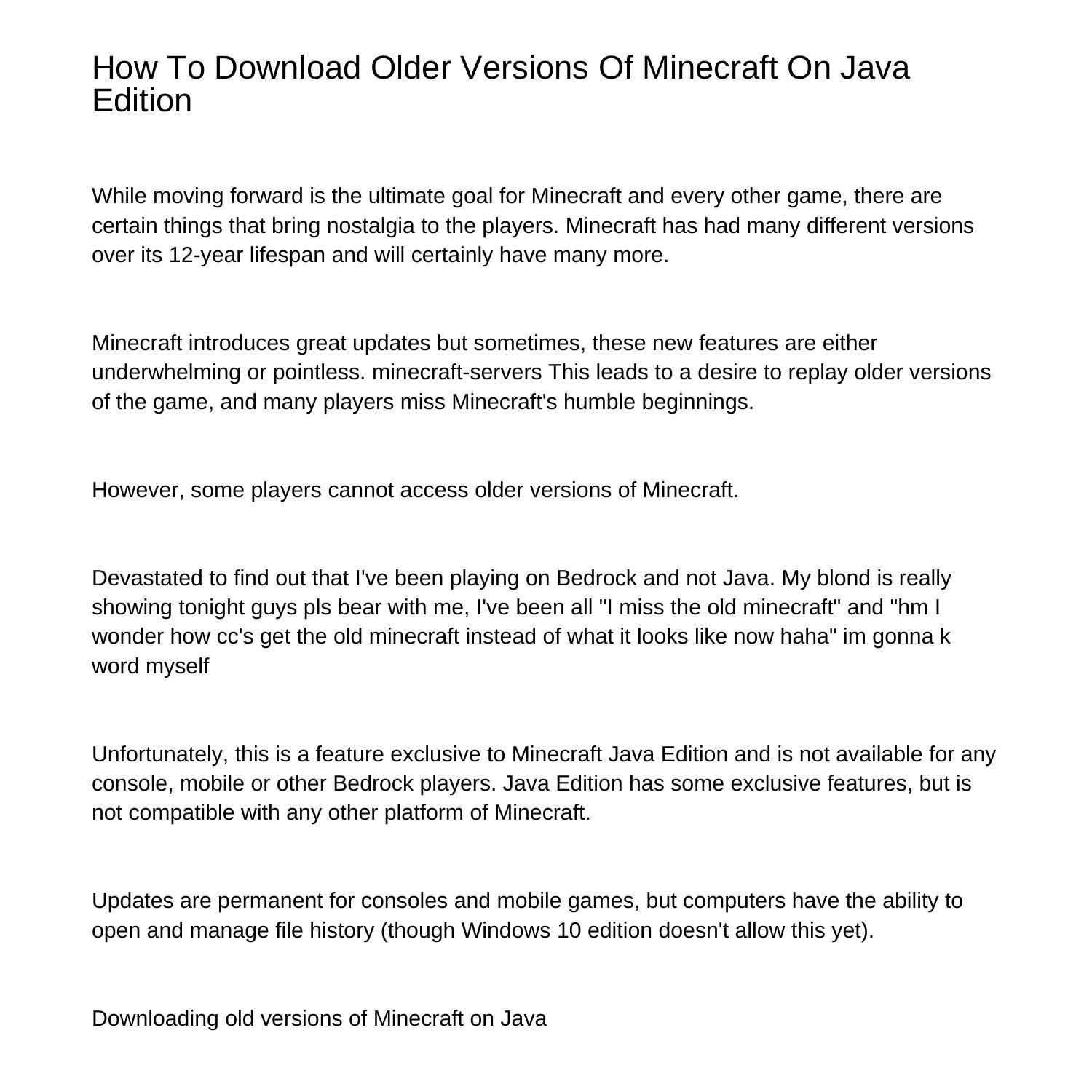 How To Download Older Versions Of Minecraft On Java Editionjhdim.pdf.pdf | DocDroid