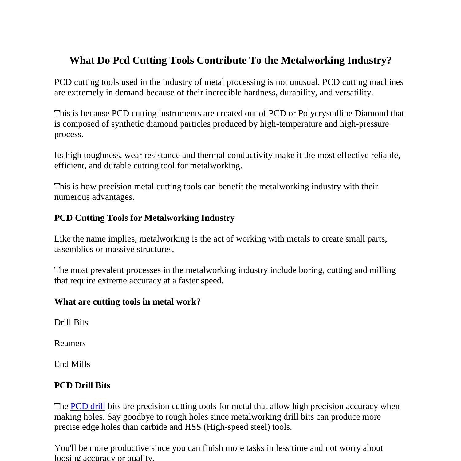 What Do Pcd Cutting Tools Contribute To the Metalworking Industry.pdf | DocDroid