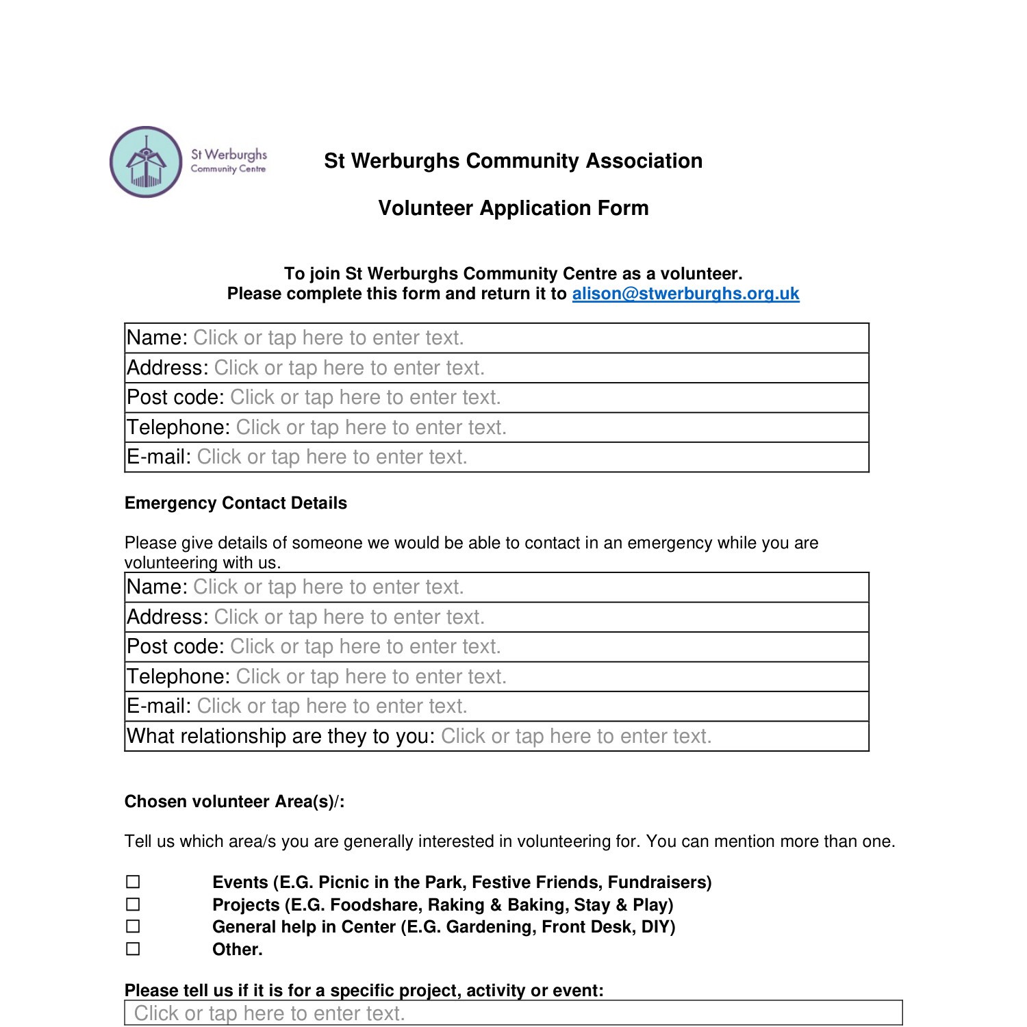 St Werburghs Community Association Volunteer form.docx | DocDroid