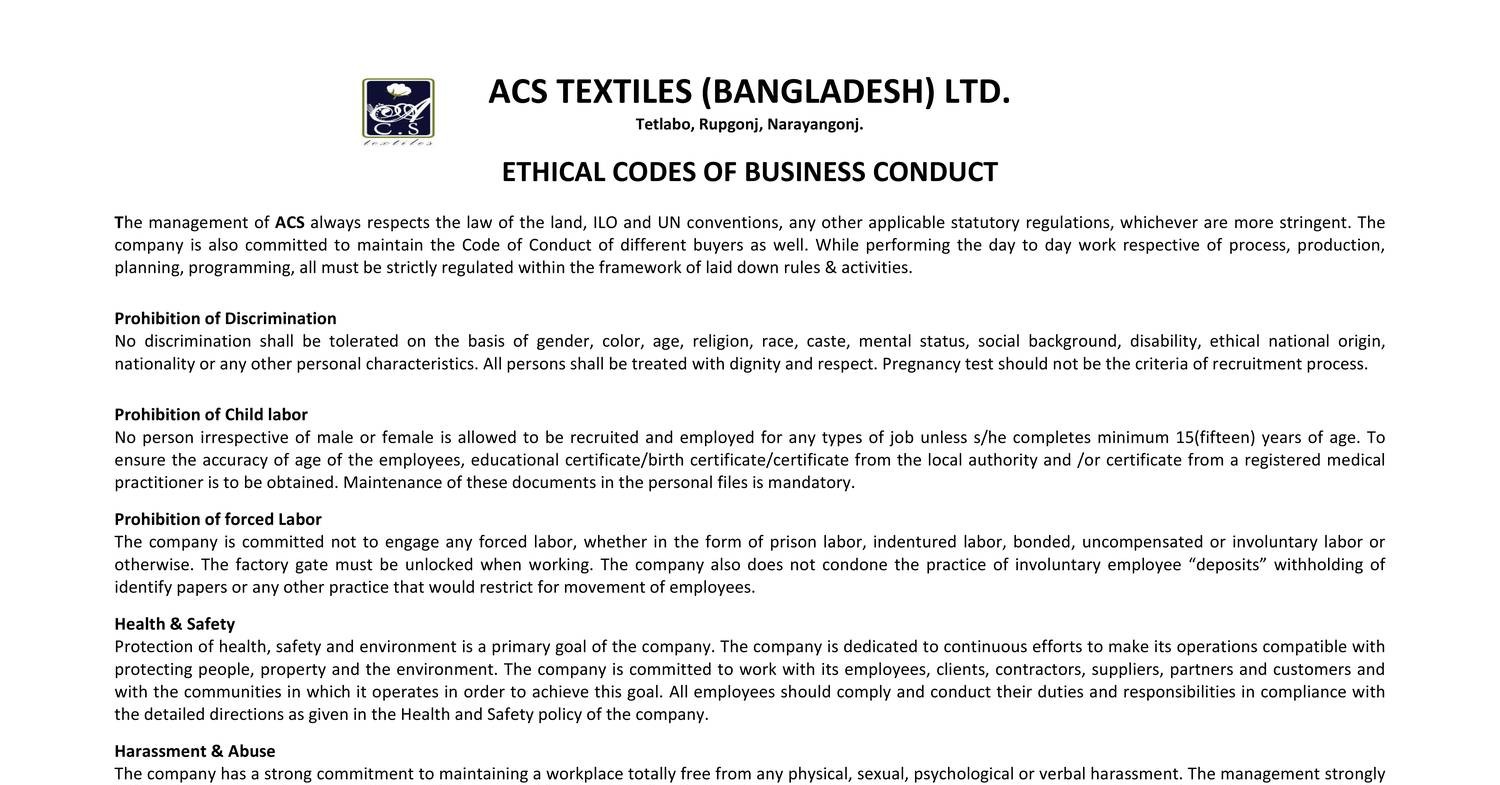 ACS Textiles CoC.pdf | DocDroid