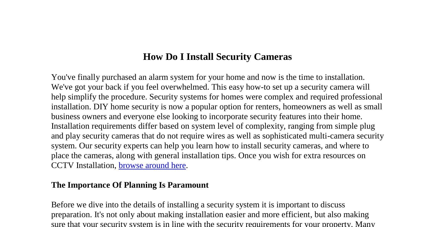 How Do I Install Security Cameras.pdf | DocDroid