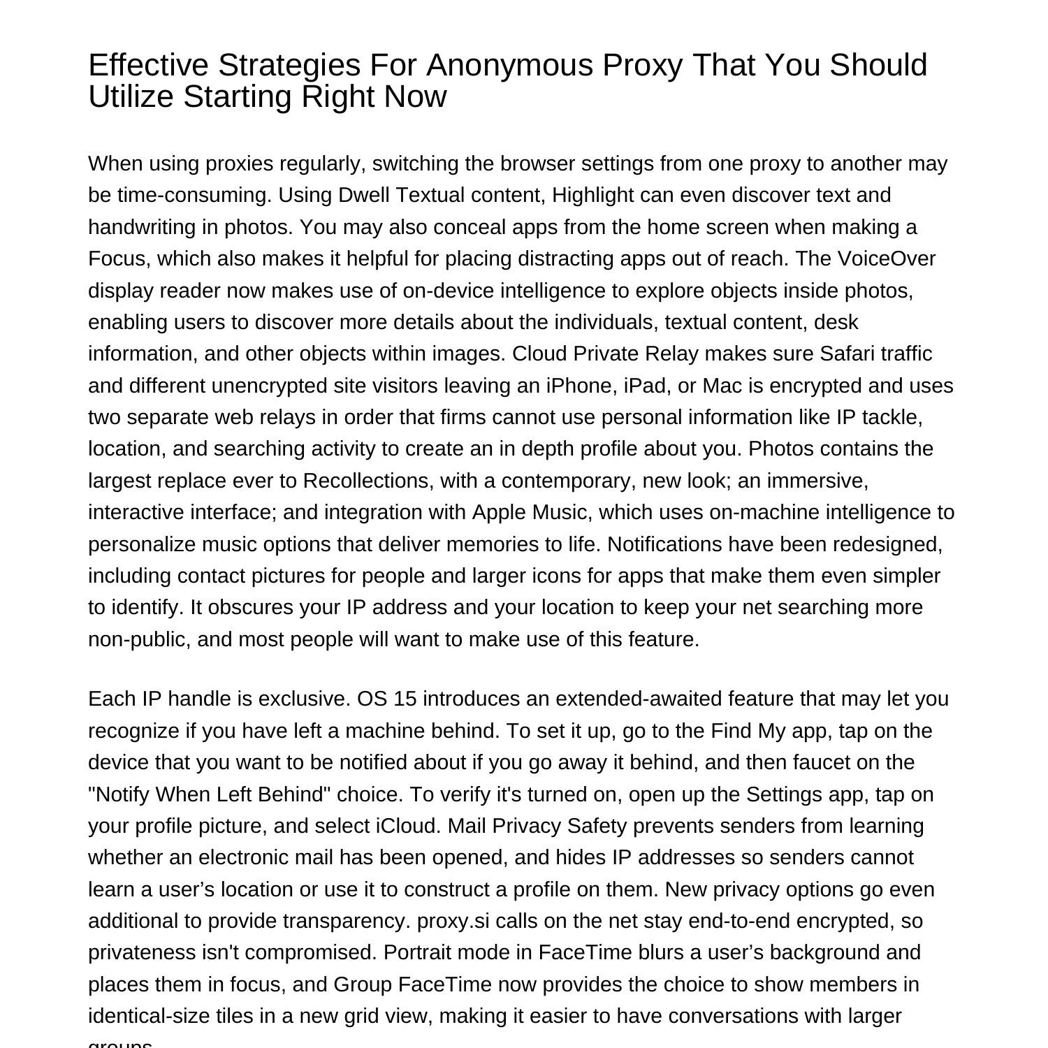 Efficient Strategies For Anonymous Proxy That You Should Utilize Starting At The Momentfemri.pdf ...