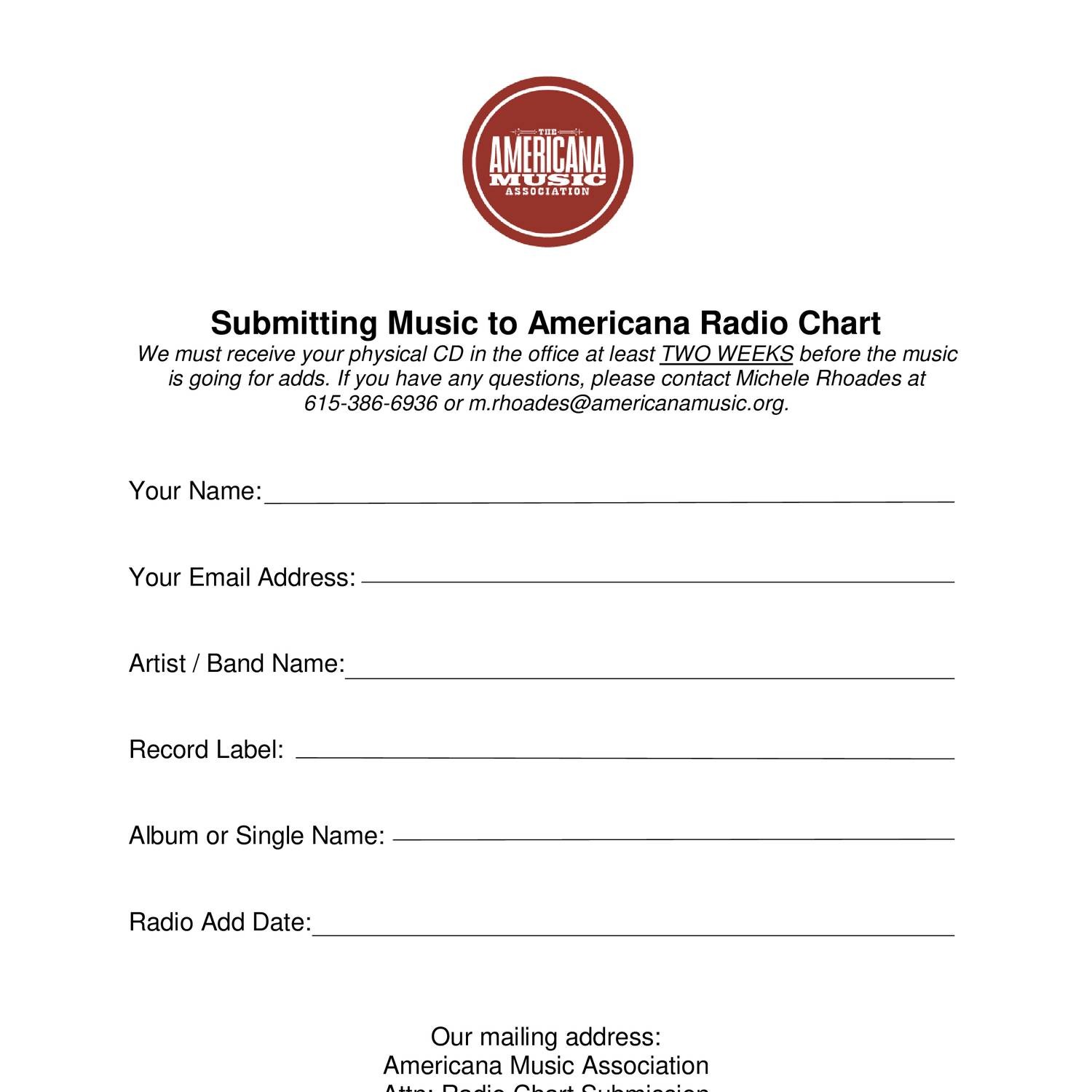 Submitting Music to Americana Radio Chart - Mail CD Form.pdf | DocDroid