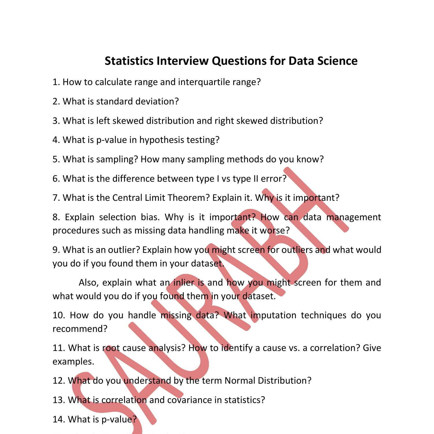 Statistics Interview Questions For Data Science pdf DocDroid