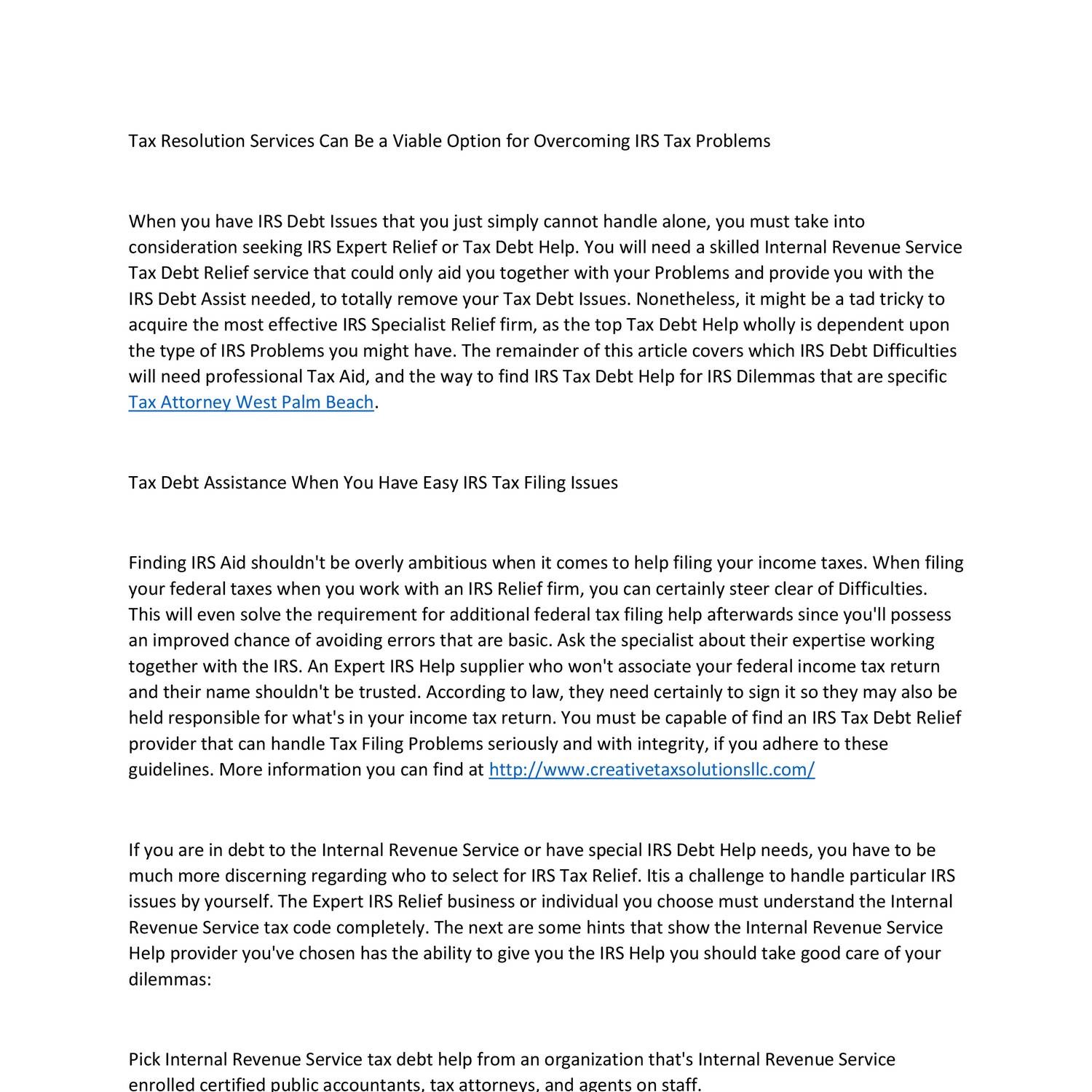 Tax Resolution Services Can Be a Viable Option for Overcoming IRS Tax ...