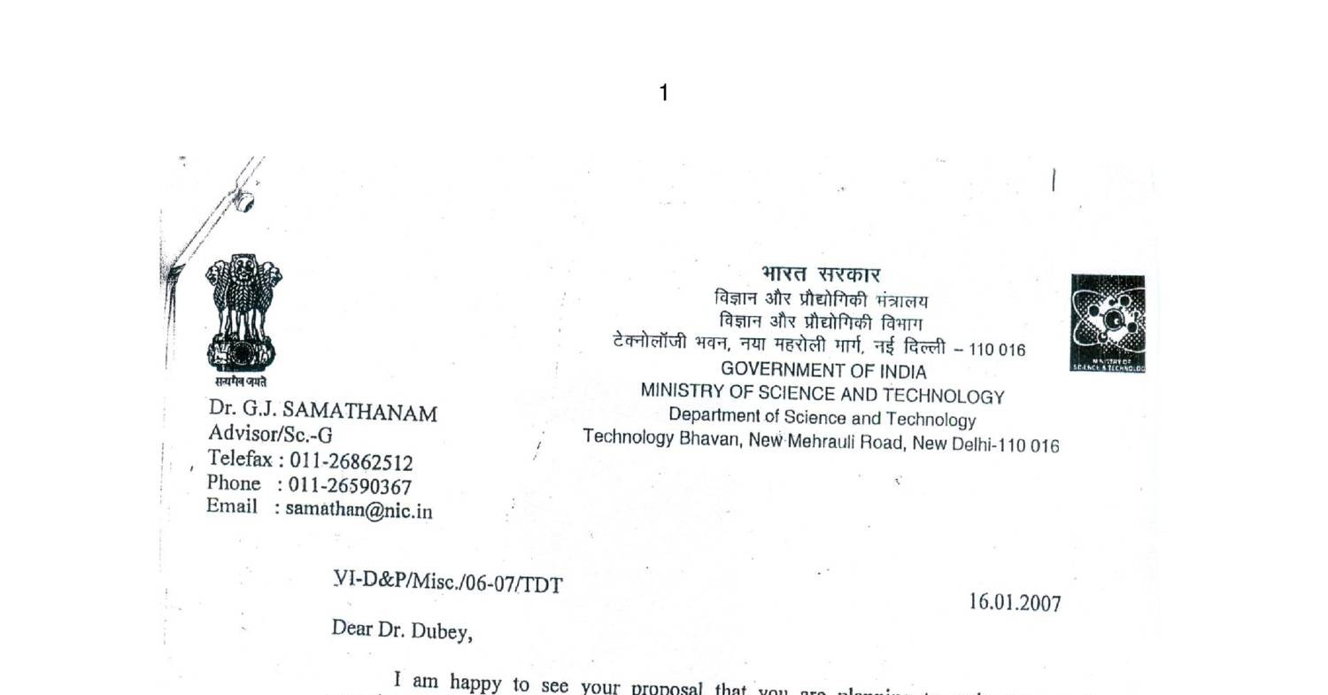 Letter to Prime Minister, GoI for National facility Center (NFTHM ...