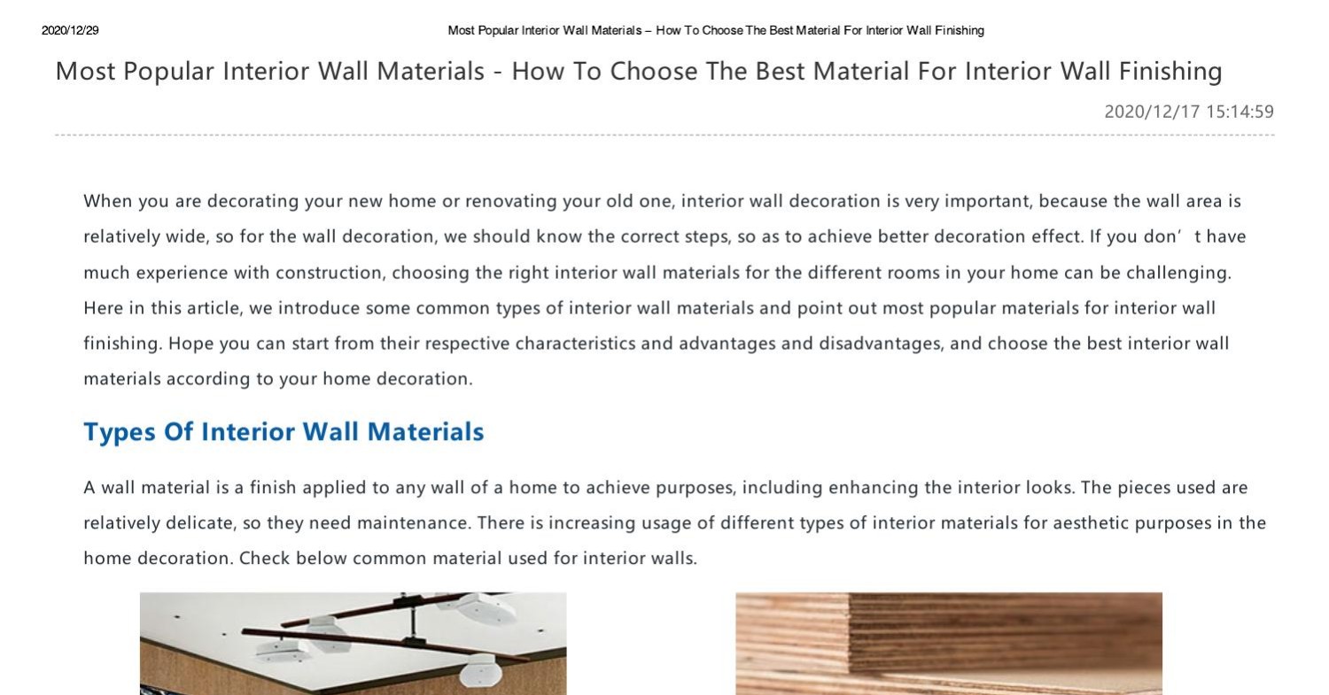 Most Por Interior Wall Materials How To Choose The Best Material For ...