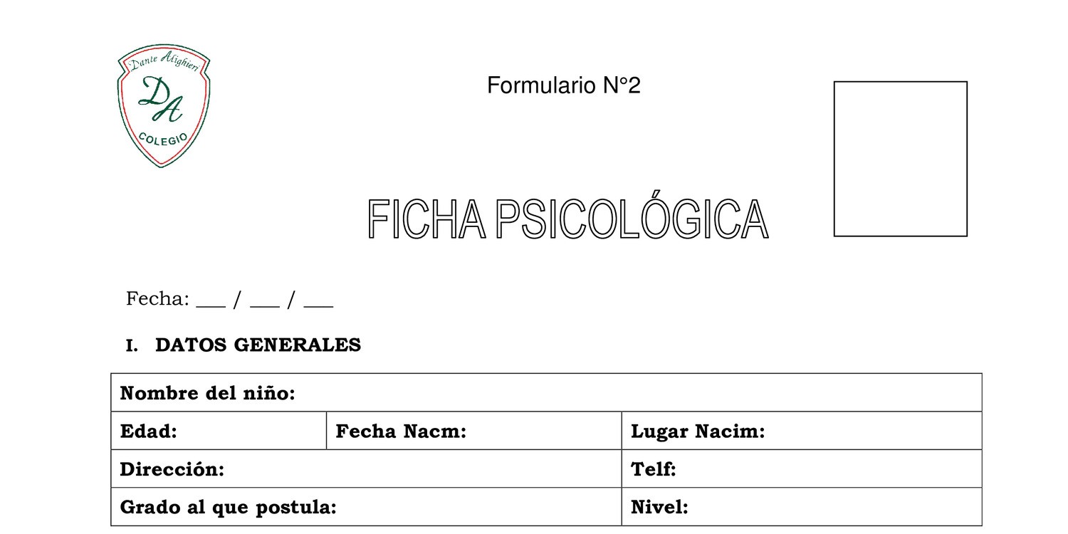Plantilla De Evaluacion Psicologica