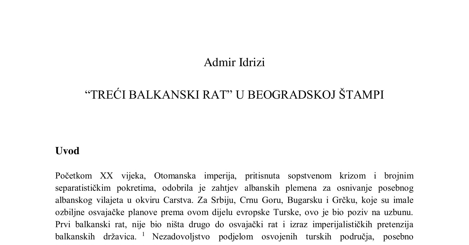 Admir Idrizi - Treci balkanski rat u beogradskoj stampi.pdf | DocDroid