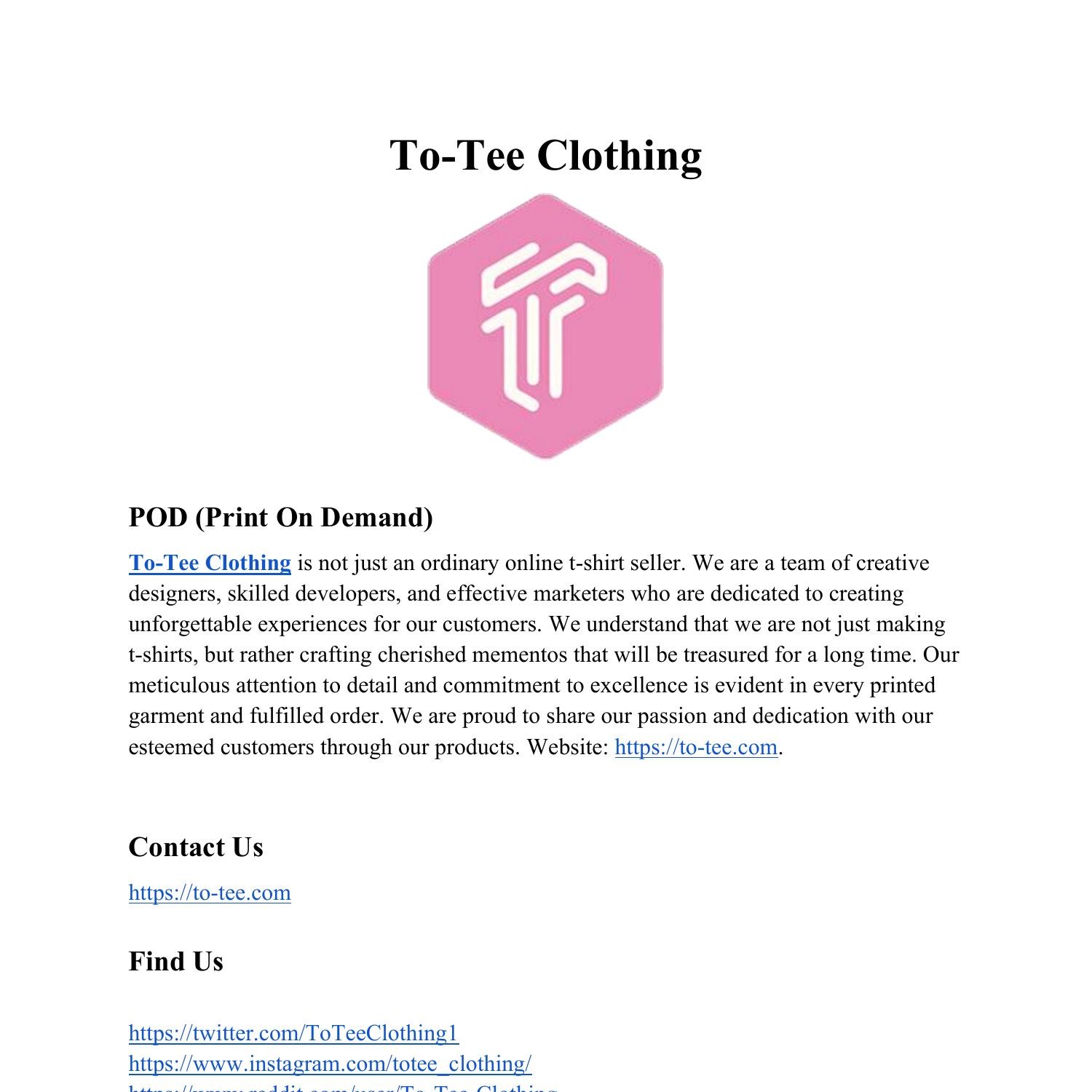 To-Tee Clothing.docx | DocDroid