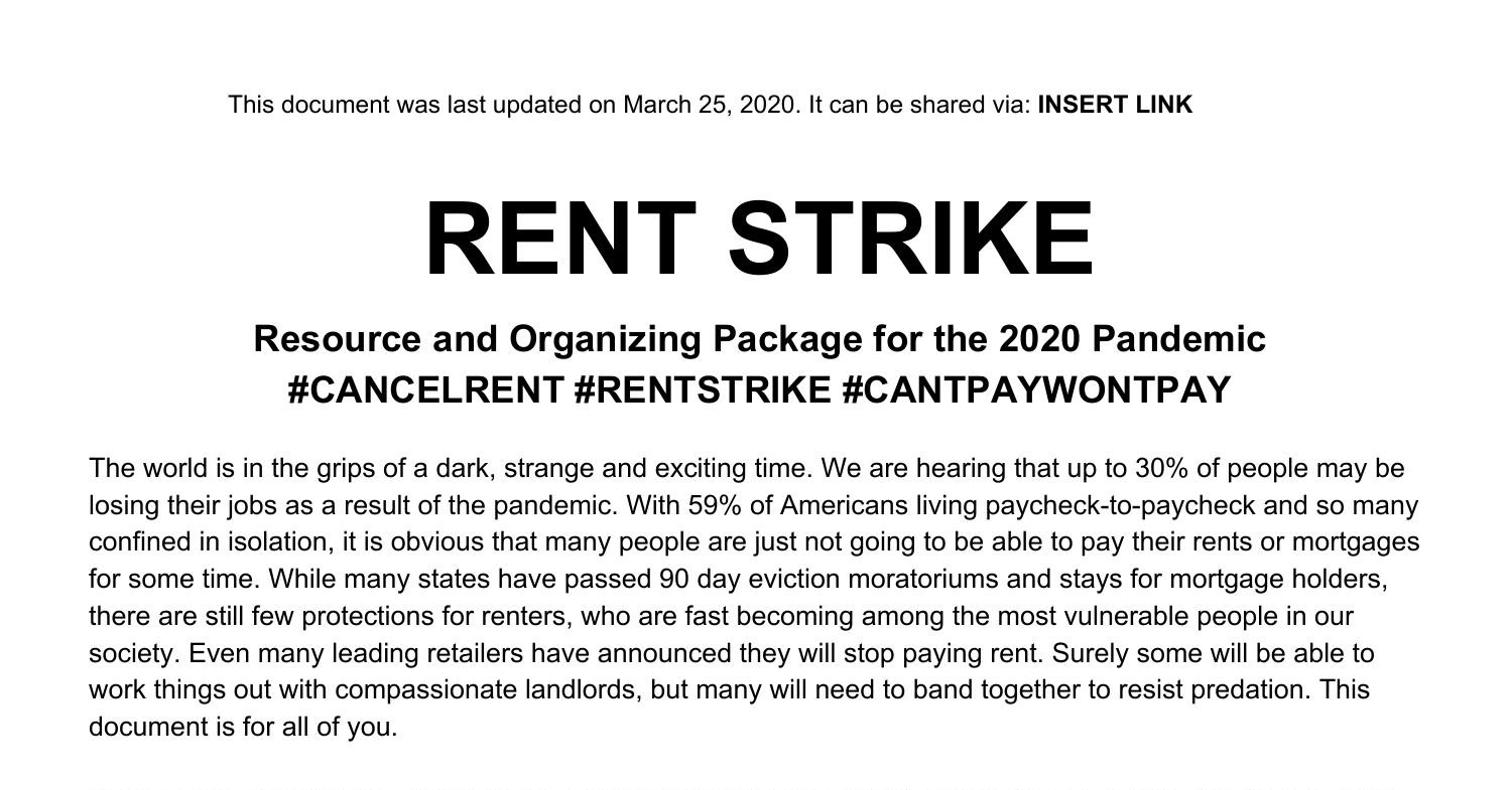 Rent Strike Resource Pack for 2020 Pandemic.pdf | DocDroid