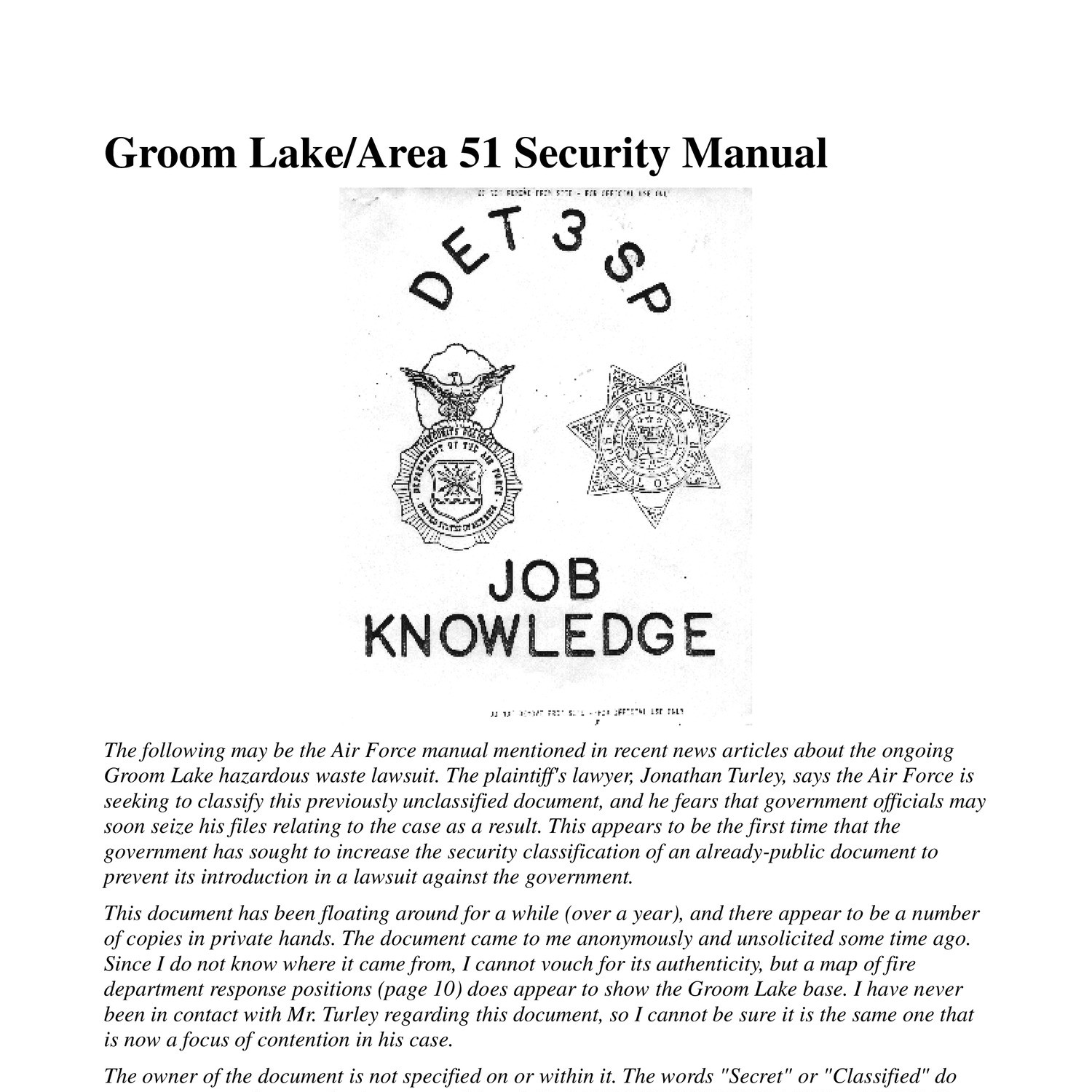 AREA 51 Security - mannual for the security team at Area 51.doc | DocDroid