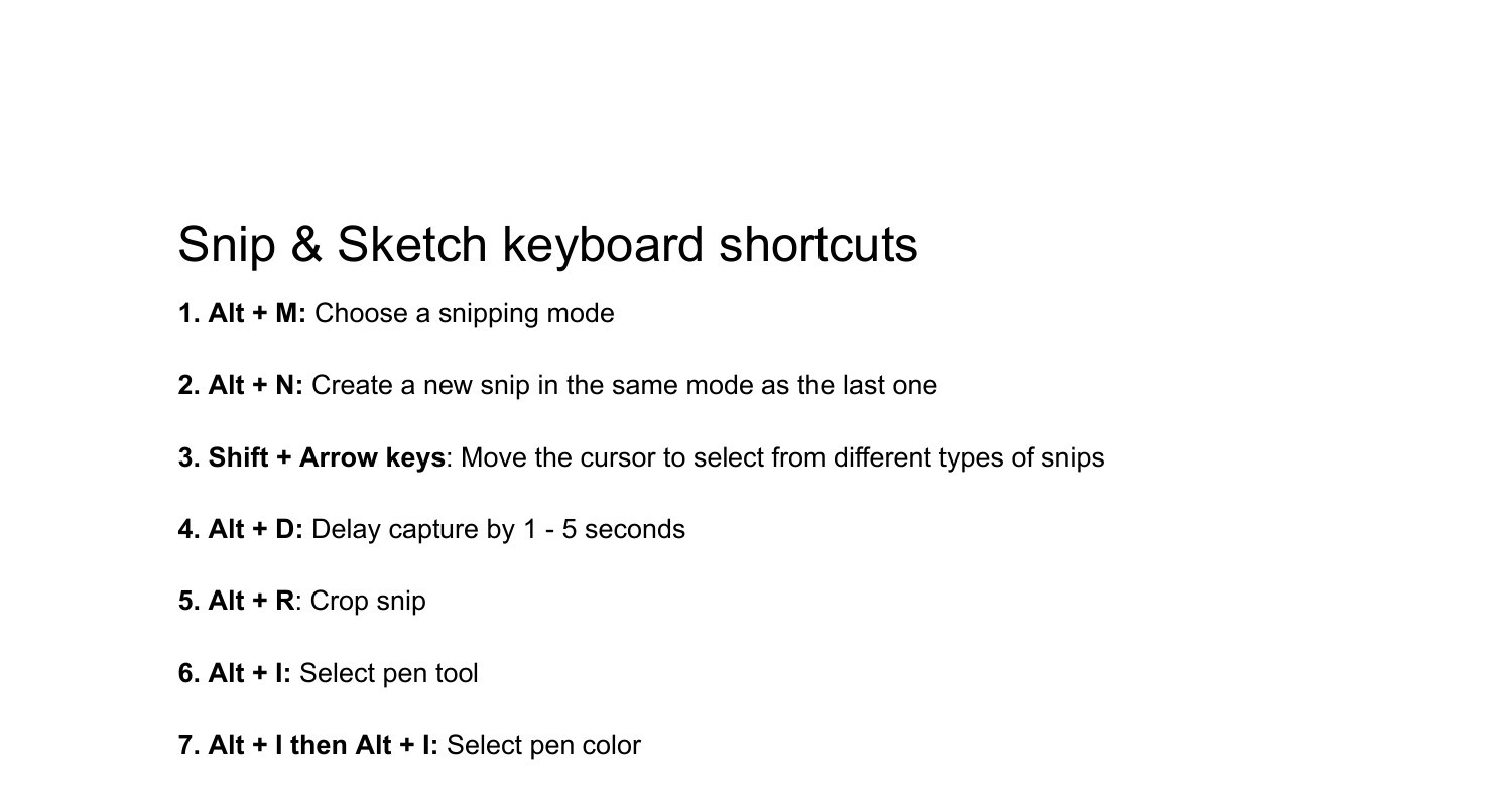 Snip & Sketch keyboard shortcuts PDF.pdf | DocDroid