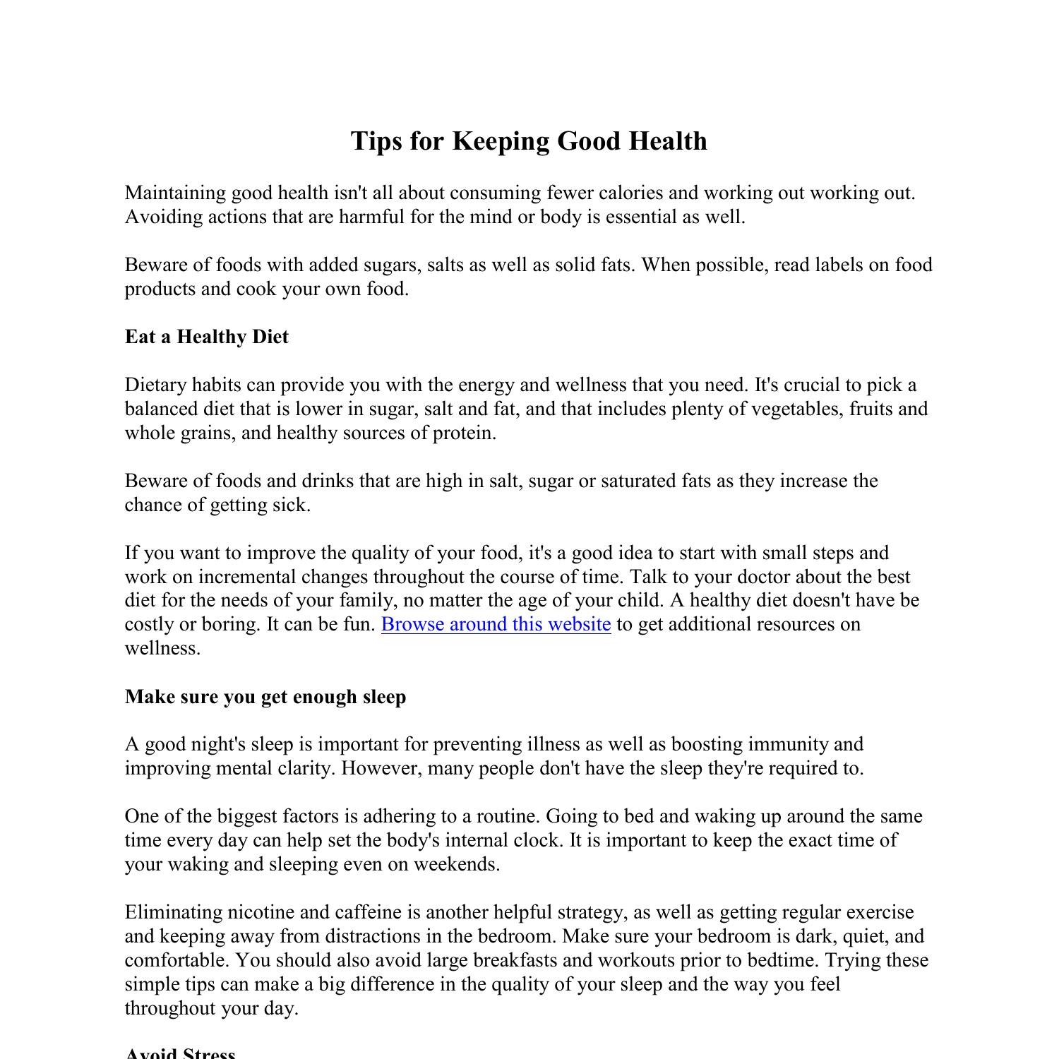 Tips for Keeping Good Health.pdf | DocDroid
