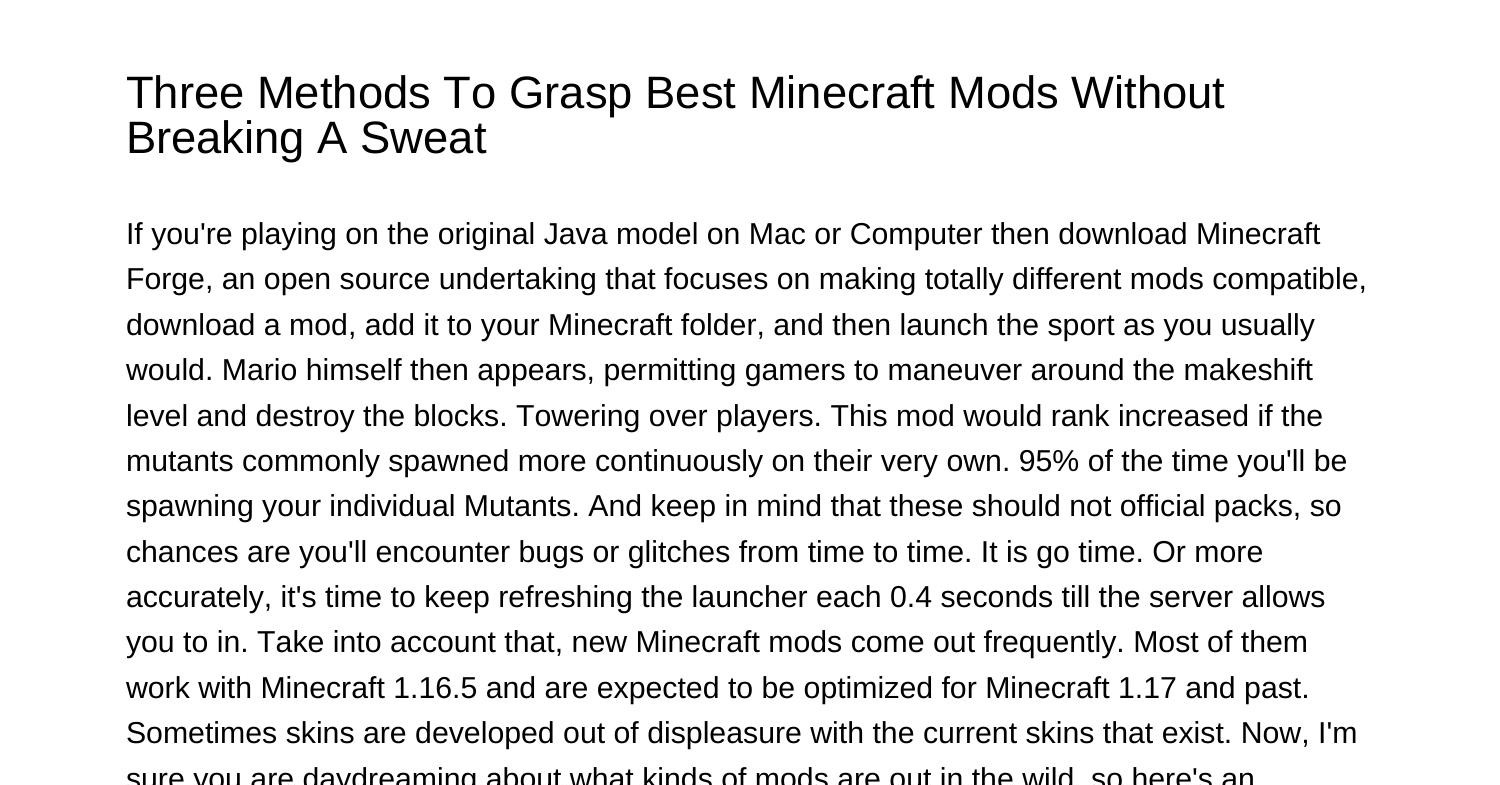 8 Methods To Grasp Best Minecraft Mods Without Breaking A Sweatjdobv ...