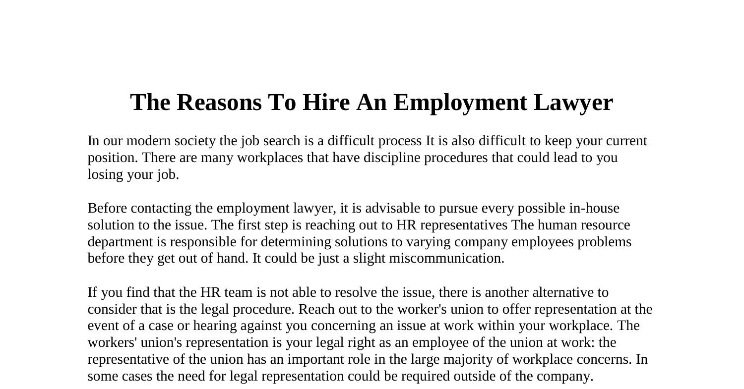 The Reasons To Hire An Employment Lawyer.pdf | DocDroid