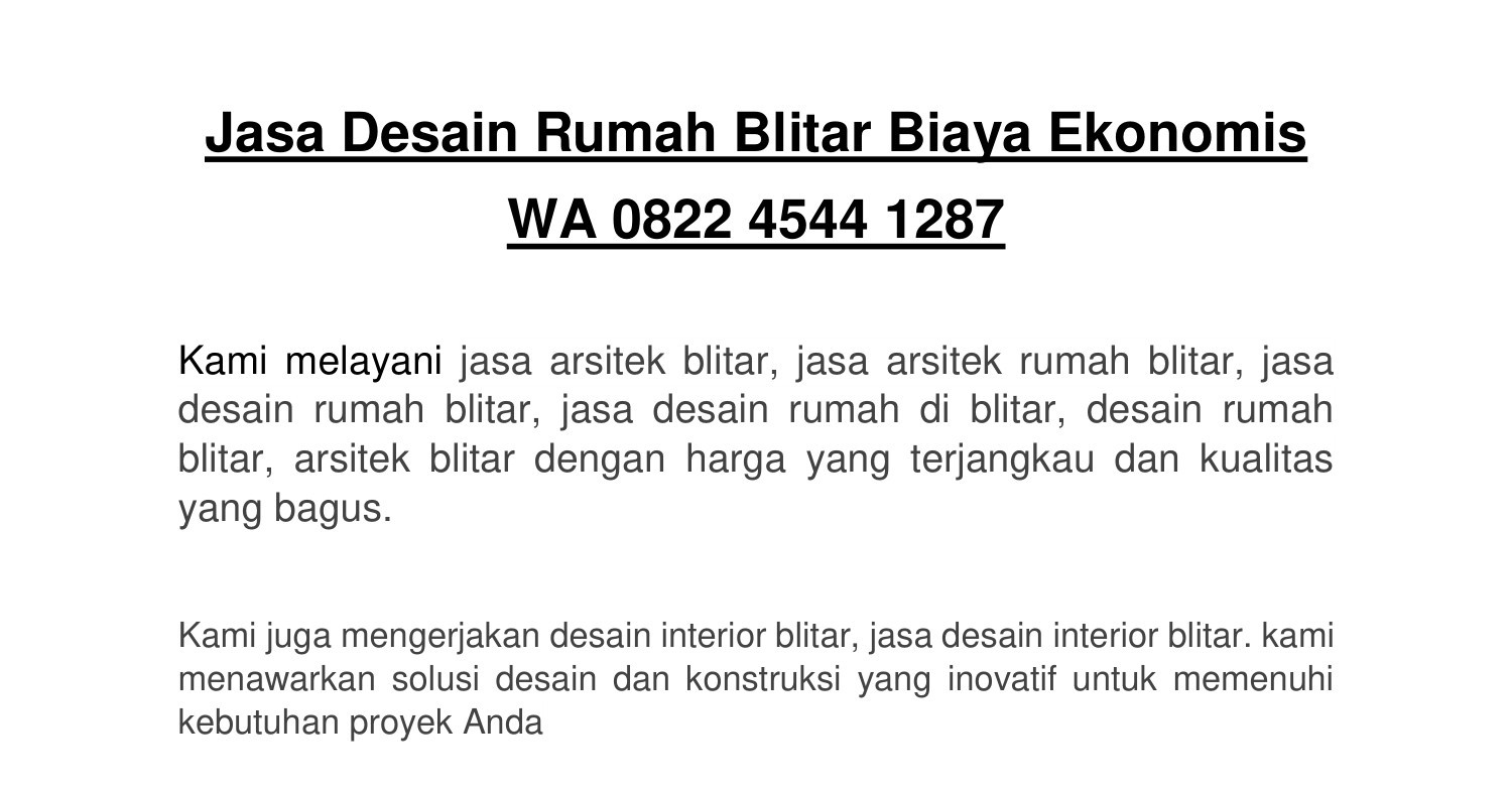 Jasa Desain Rumah Blitar Biaya Ekonomis Pdf Docdroid