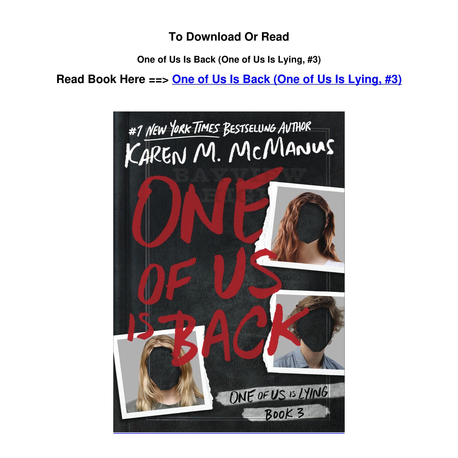 EPub Download One of Us Is Back One of Us Is Lying 3 by Karen M McManus ...