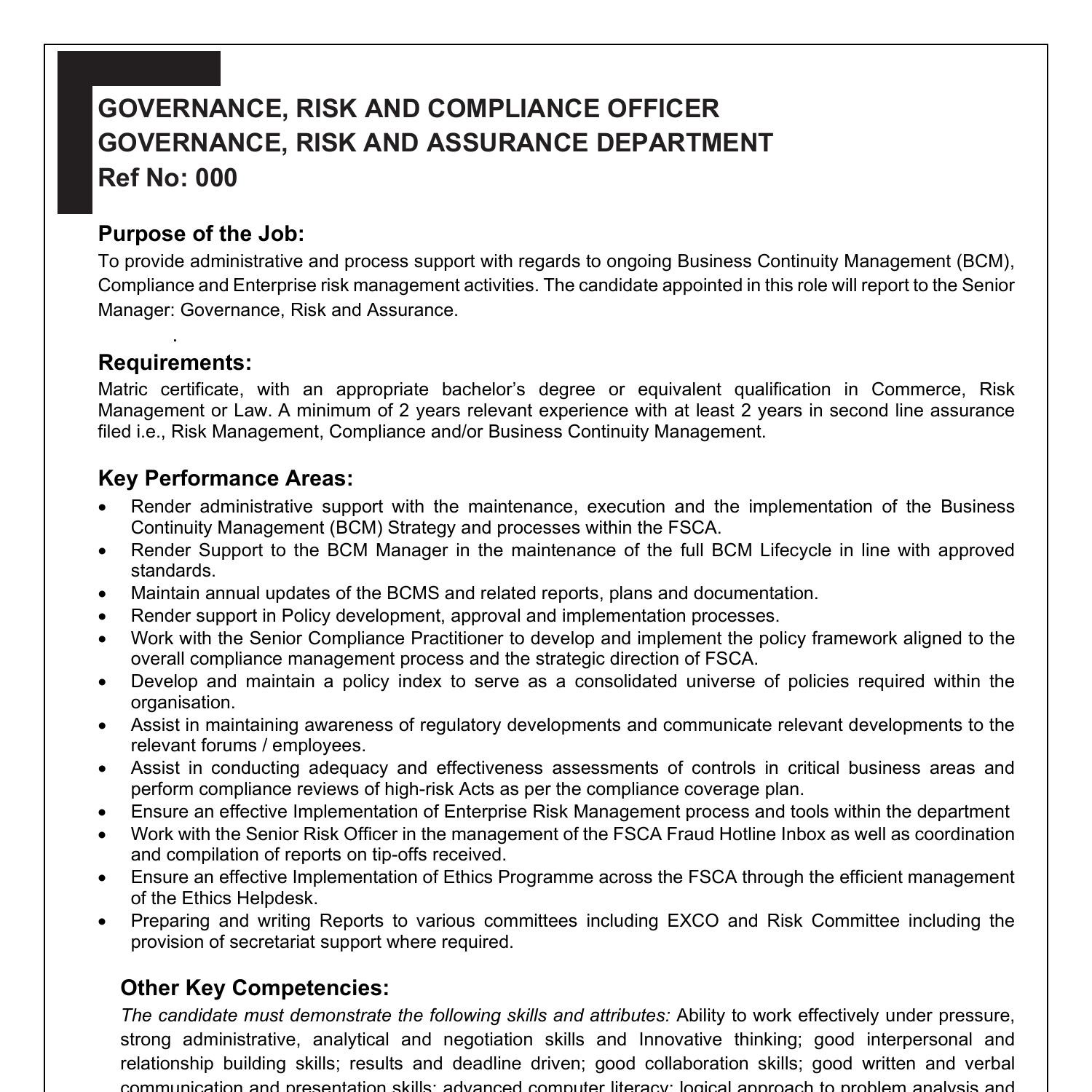 Governance, Risk & Compliance Officer.pdf | DocDroid
