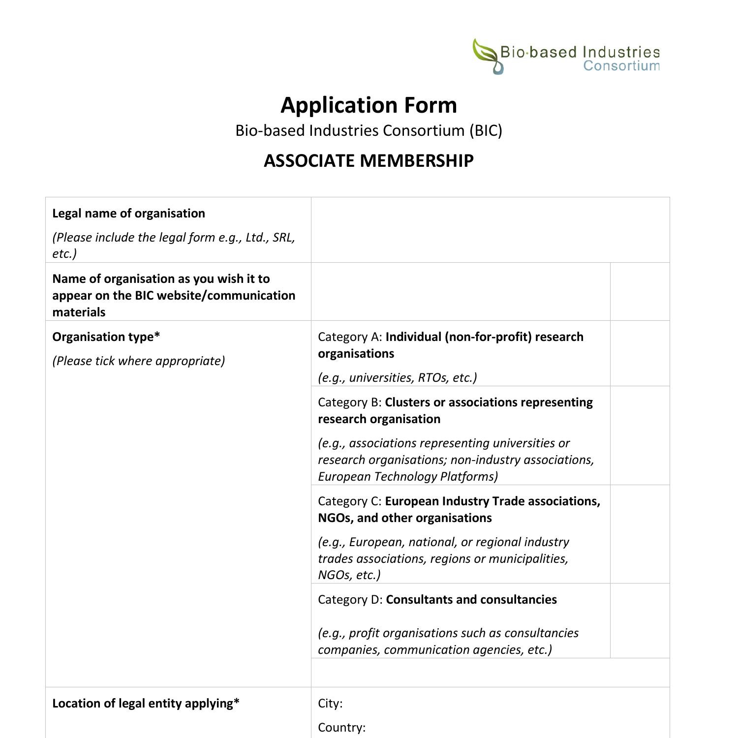 BIC associate member application form_2023.docx | DocDroid