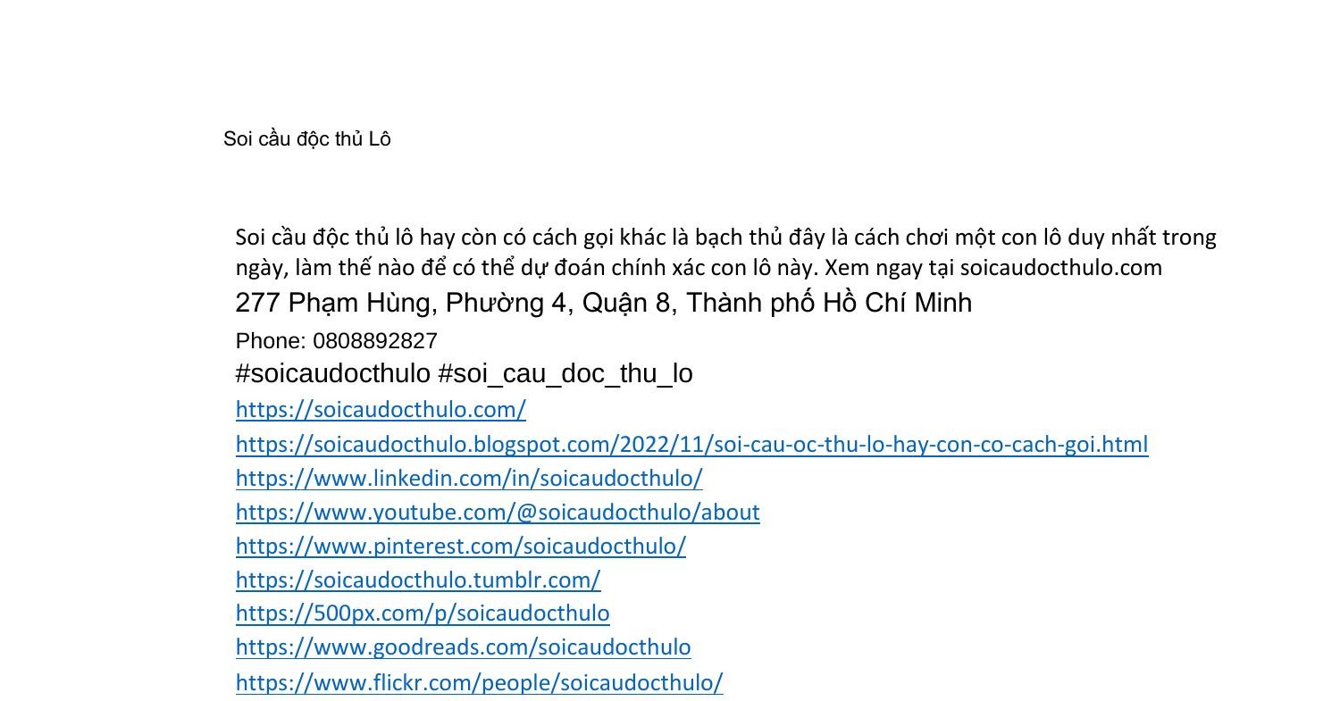 Soi cầu độc thủ Lô.docx | DocDroid