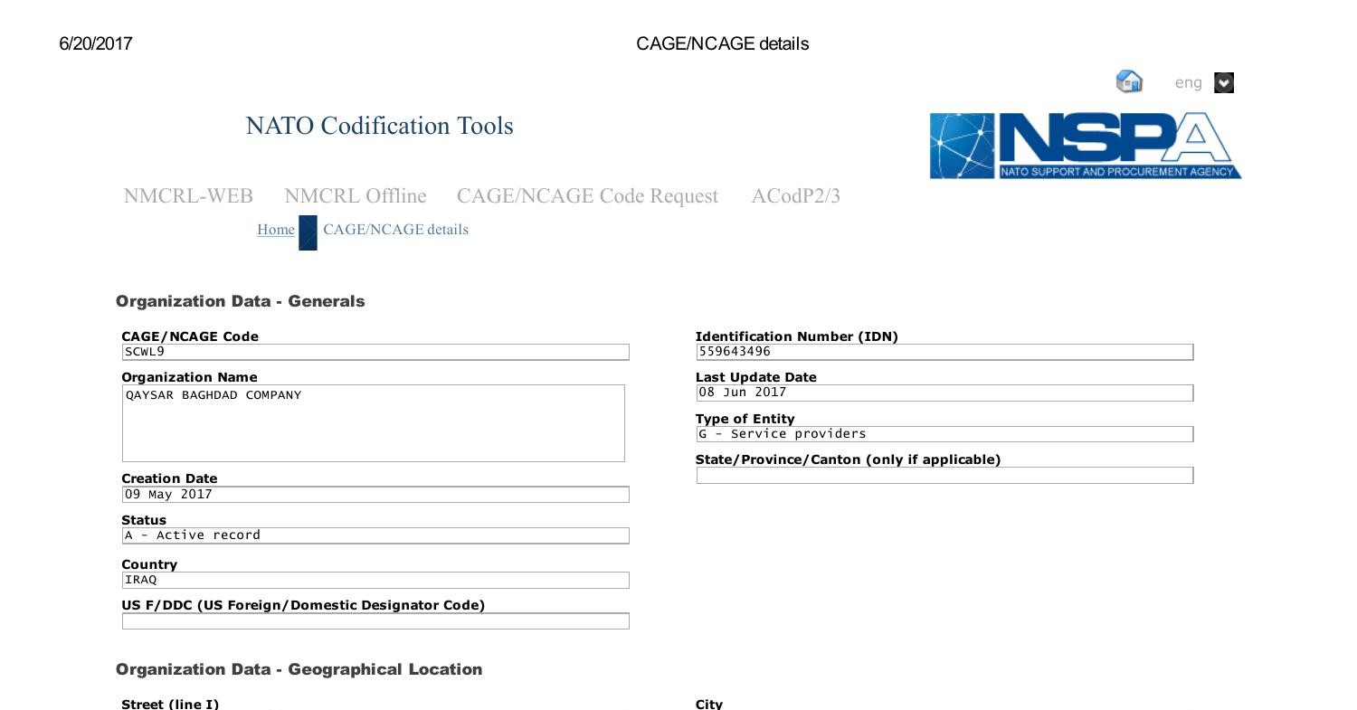 NCAGE CODE# SCWL9.pdf | DocDroid
