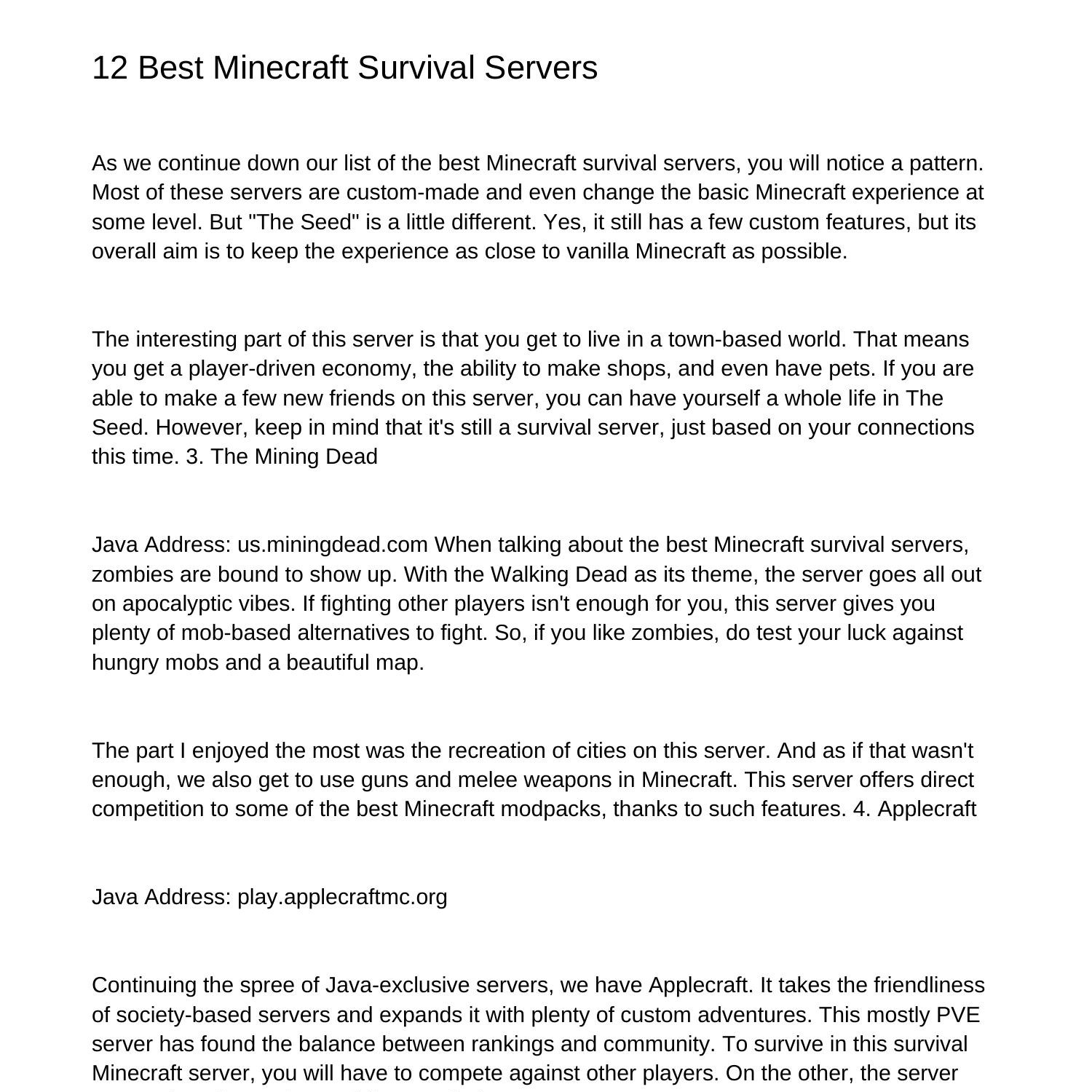 12 Best Minecraft Survival Serversnmqvw.pdf.pdf | DocDroid