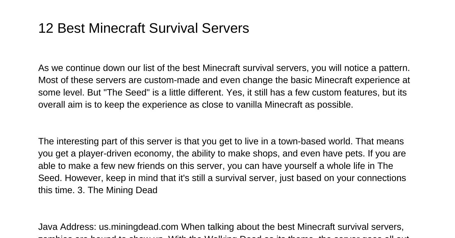 12 Best Minecraft Survival Serversnmqvw.pdf.pdf | DocDroid