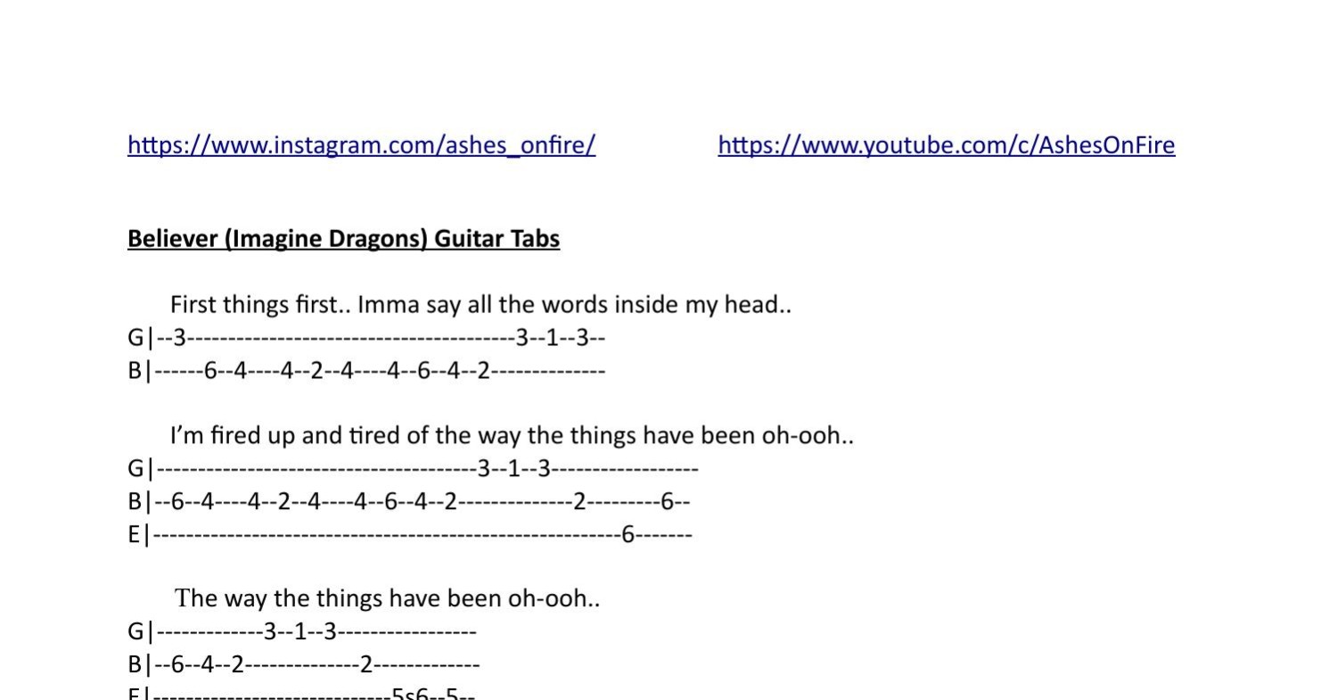 Believer Guitar Tabs.pdf | DocDroid