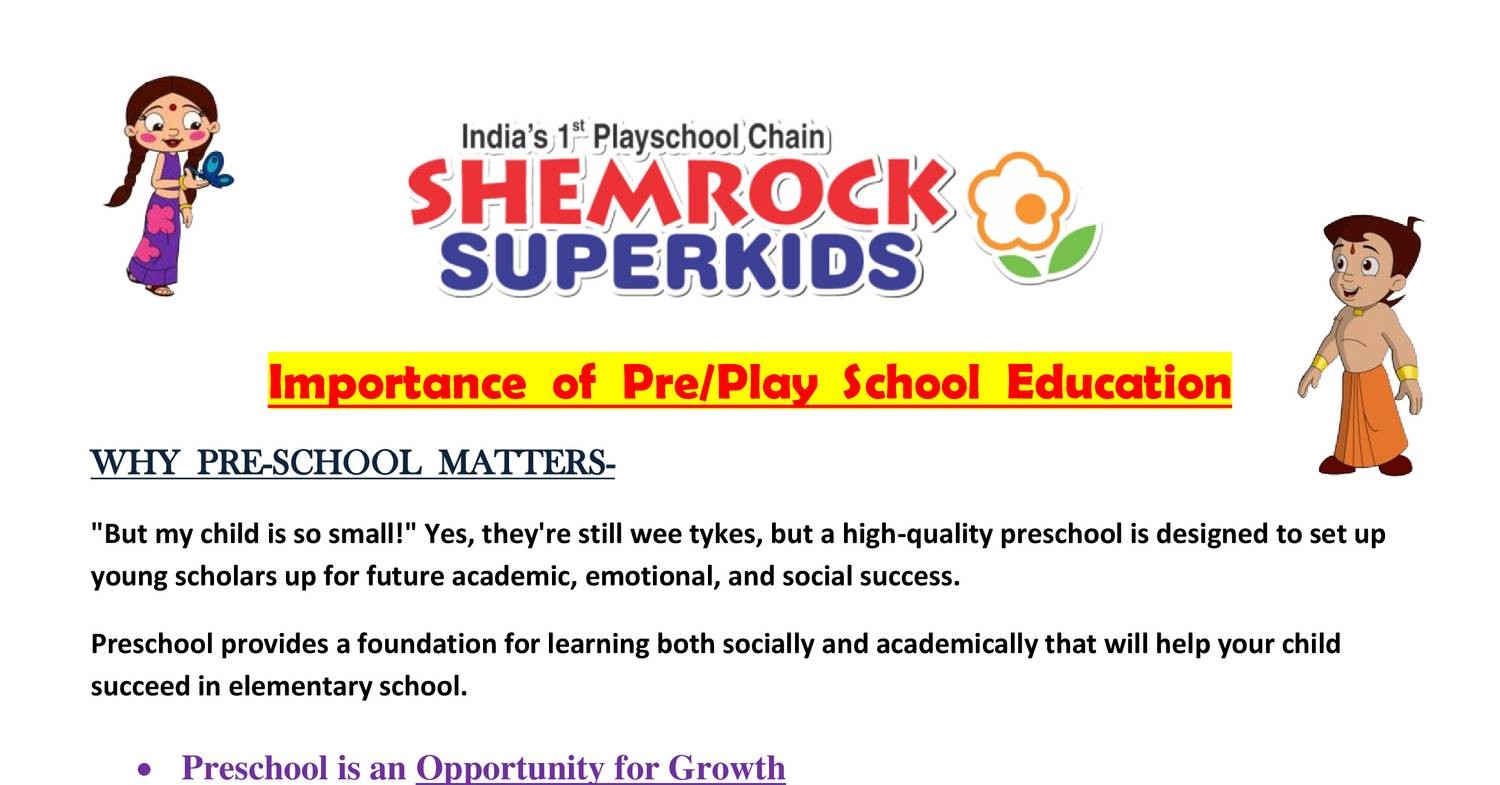 Importance Of Pre School Education pdf DocDroid