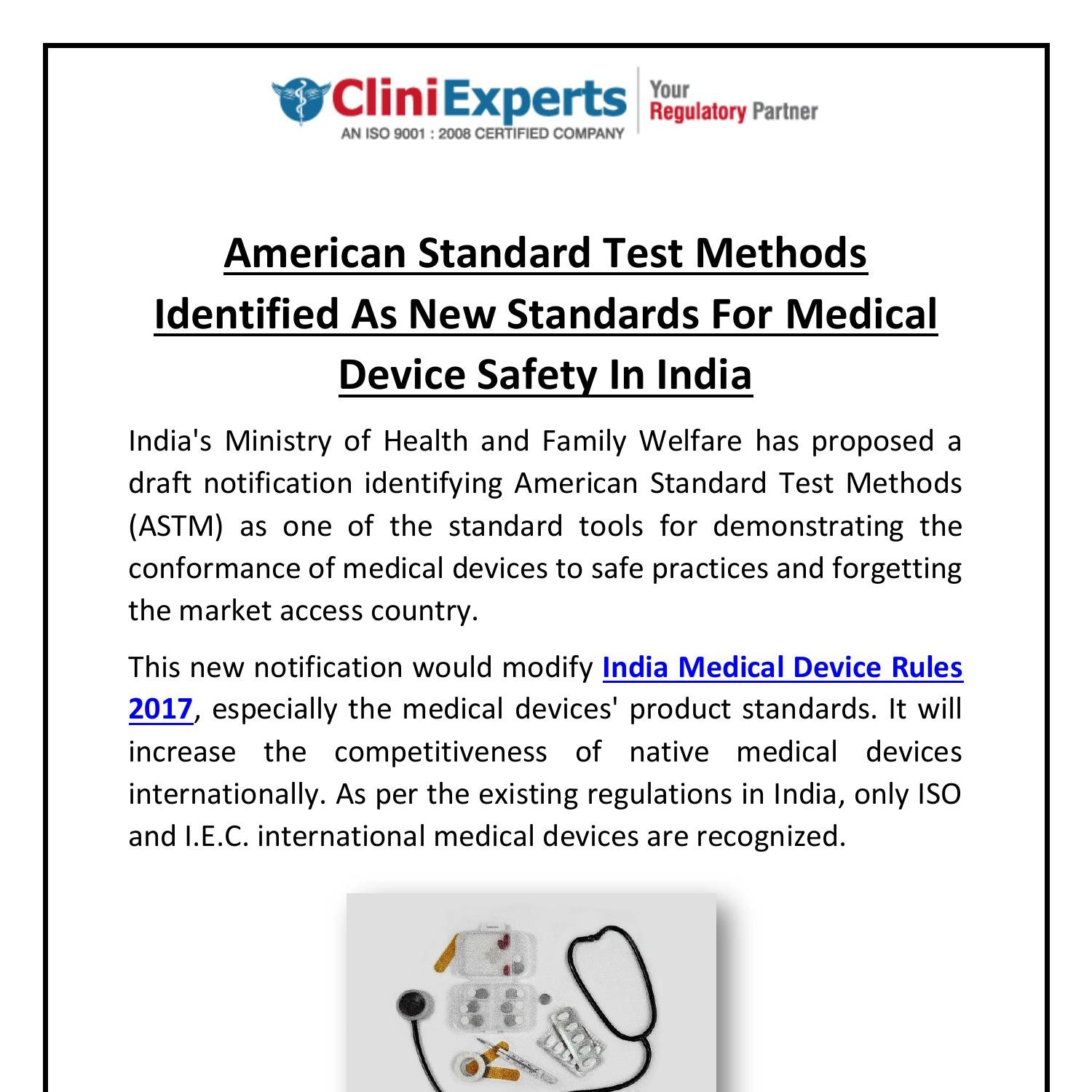 American Standard Test Methods Identified As New Standards For Medical ...