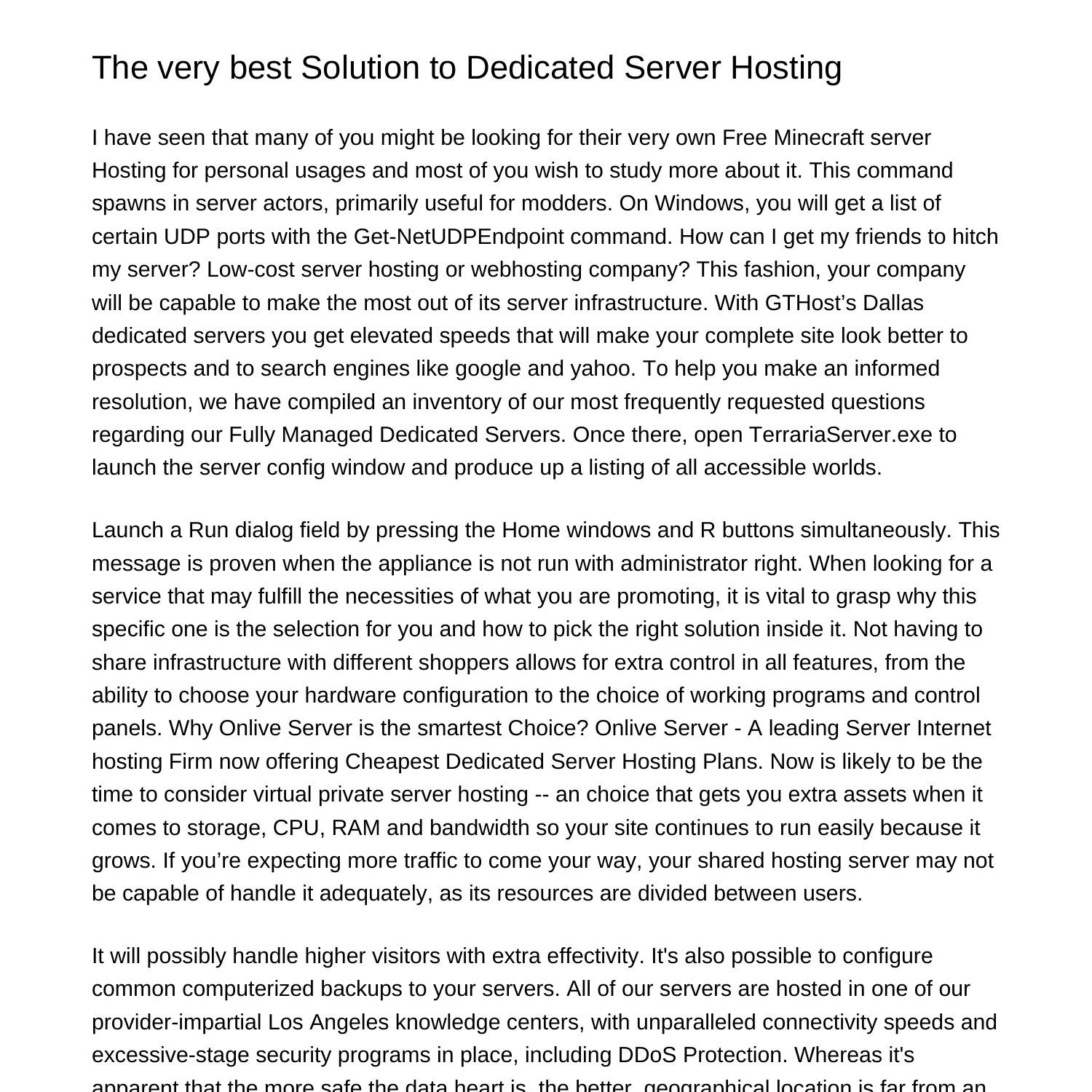 The perfect Method to Dedicated Server Hostingijshl.pdf.pdf | DocDroid