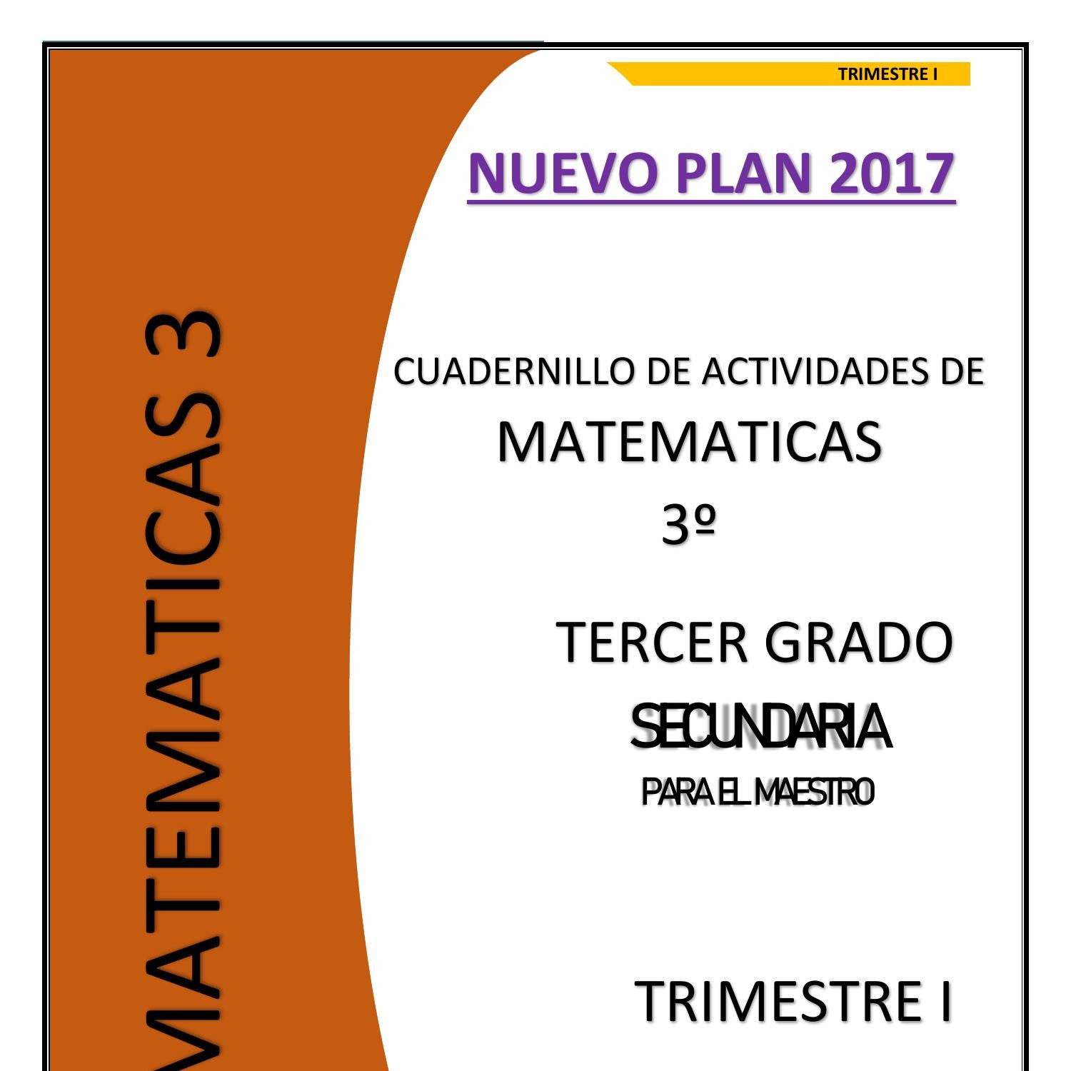 Cuadernillo De Actividades De Matemáticas 3 De Secundaria - Trimestre 1 - Maestro - Omar ...