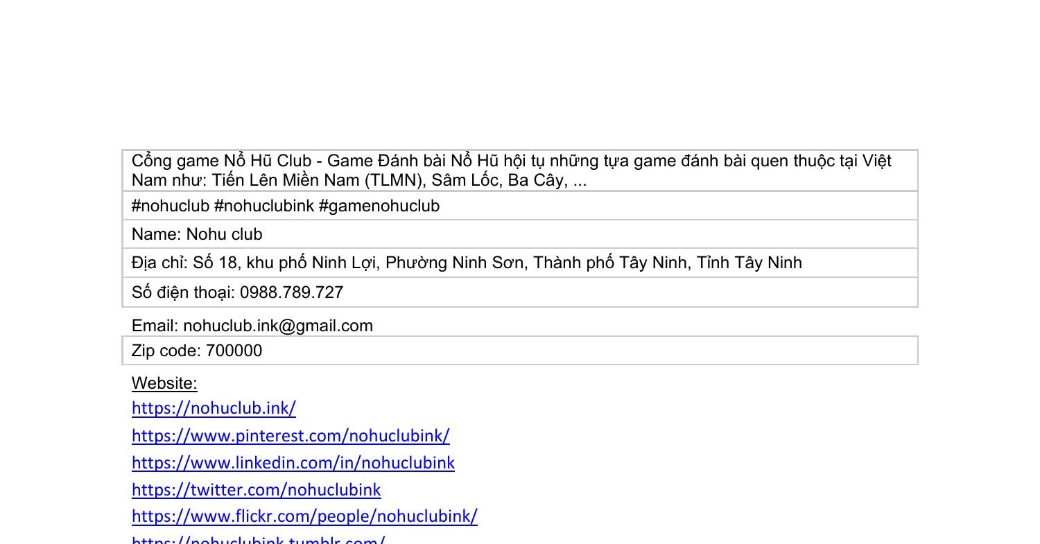 Cổng game Nổ Hũ Club.docx | DocDroid