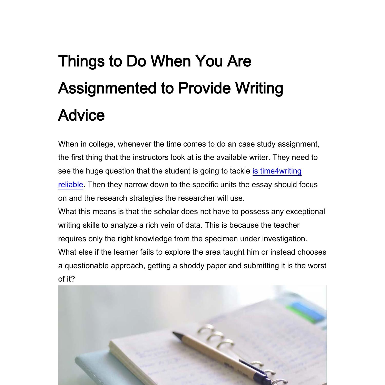 Things to Do When You Are Assignmented to Provide Writing Advice.doc ...