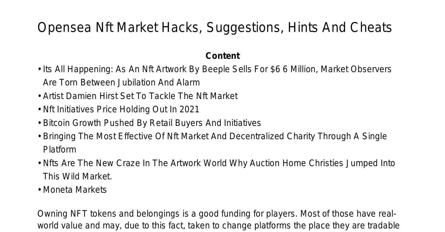 Opensea Nft Marketplace Hacks Suggestions Hints And Cheatsxhwyg.pdf.pdf | DocDroid