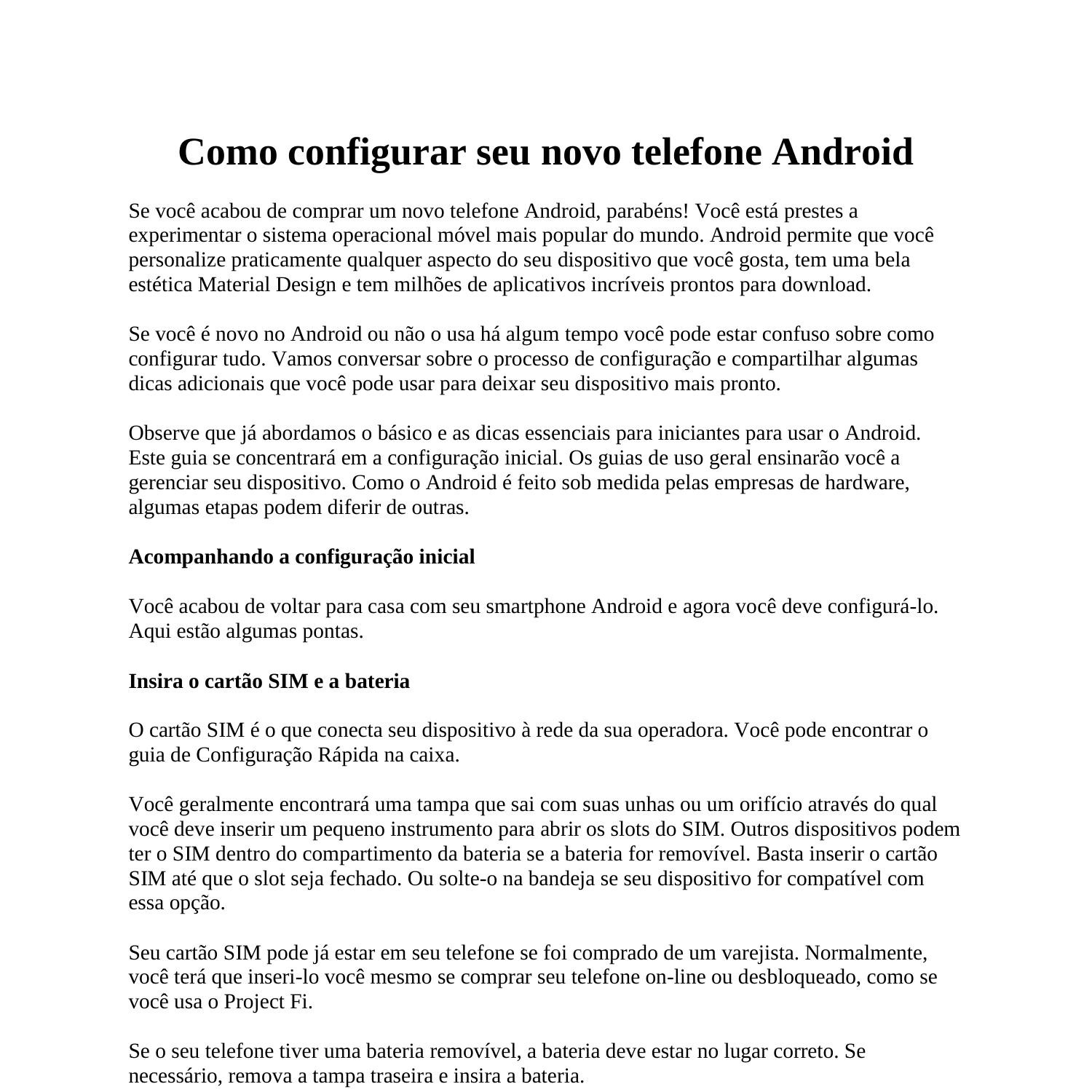 Como configurar seu novo telefone Android.pdf | DocDroid