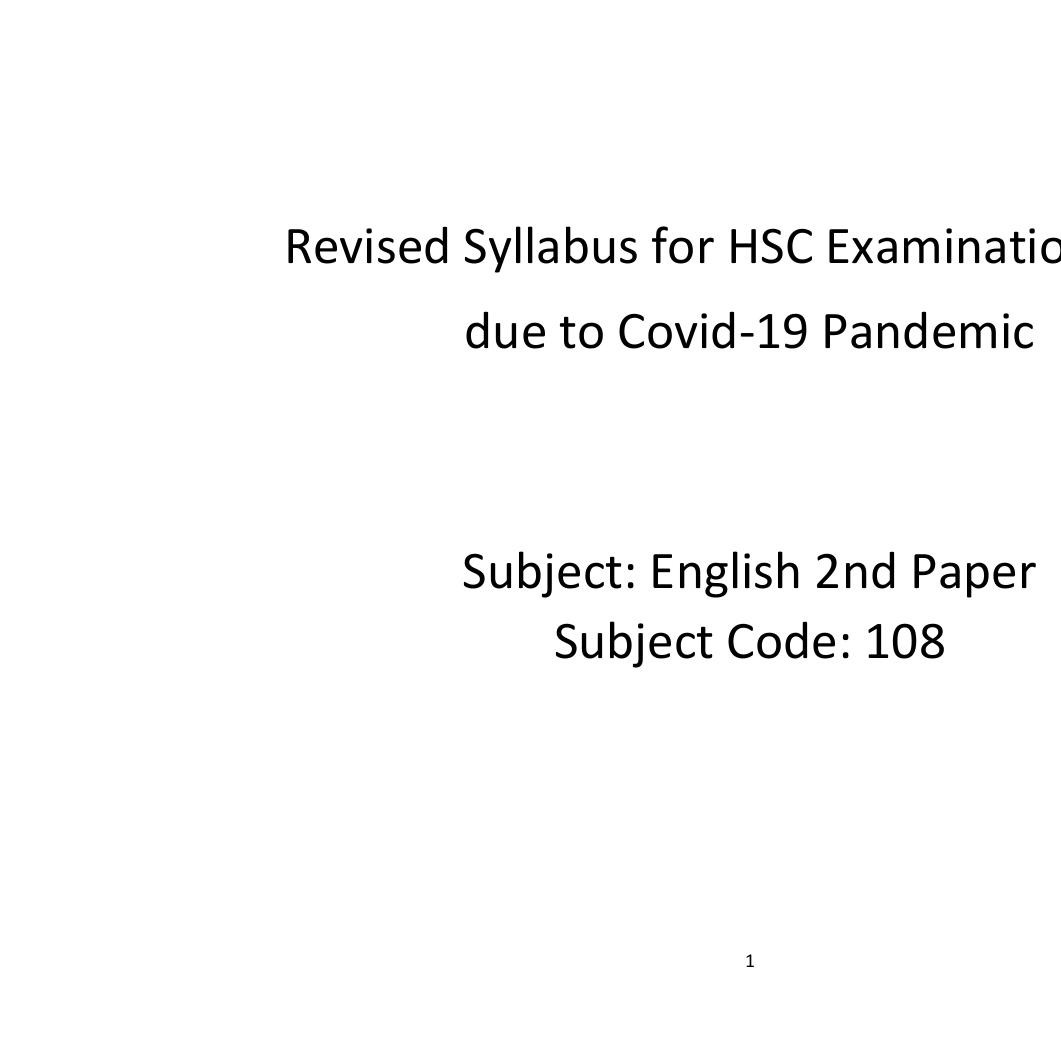 HSC English 2nd Paper Short Syllabus 2023 pdf DocDroid
