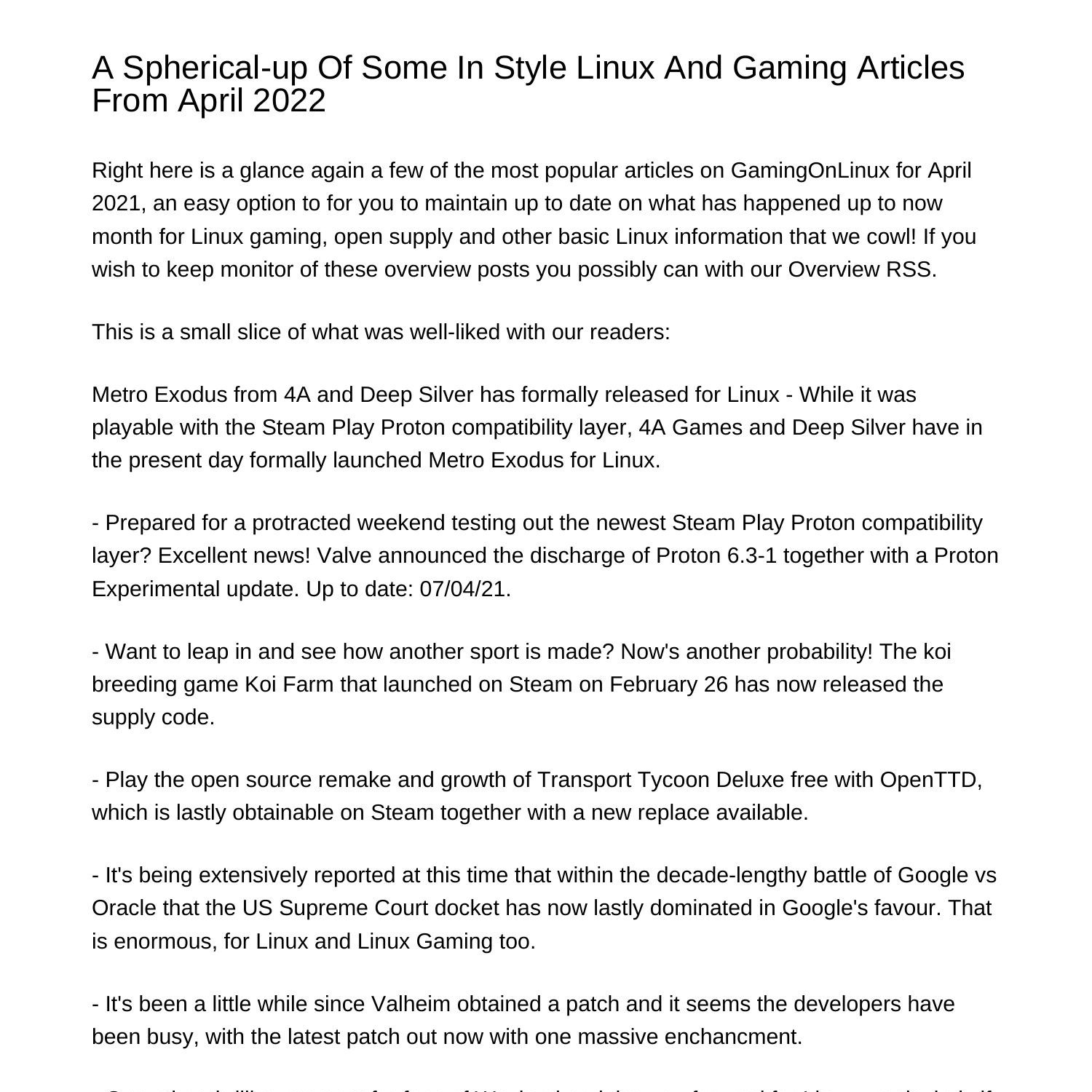 A Roundup Of Some Wellliked Linux And Gaming Articles From April ...