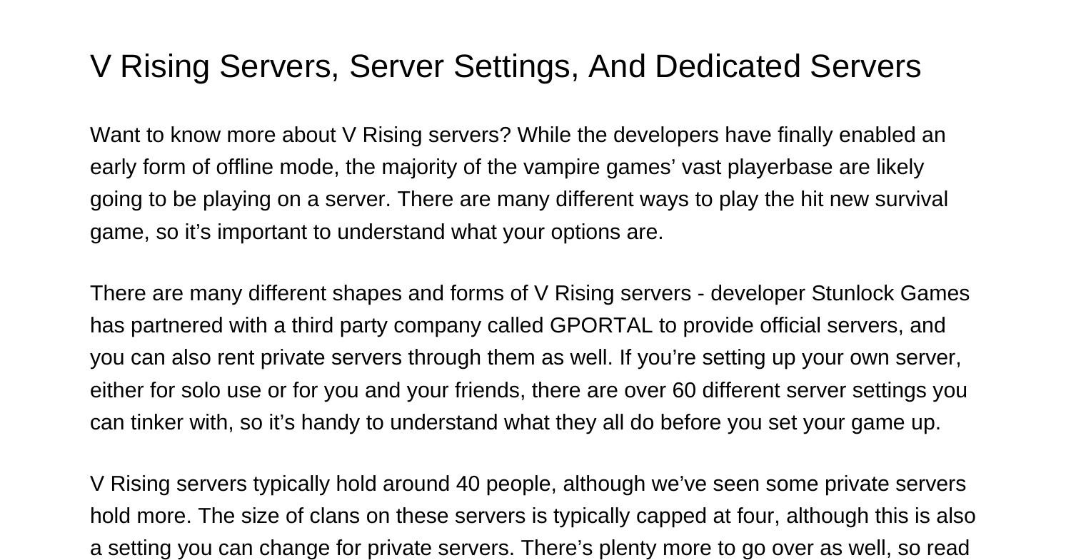 V Rising Servers Server Settings And Dedicated Serverstyxze.pdf.pdf ...