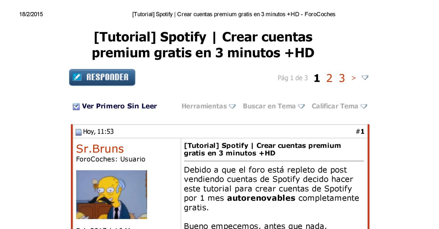 [Tutorial] Spotify _ Crear cuentas premium gratis en 3 minutos +HD - ForoCoches.pdf | DocDroid