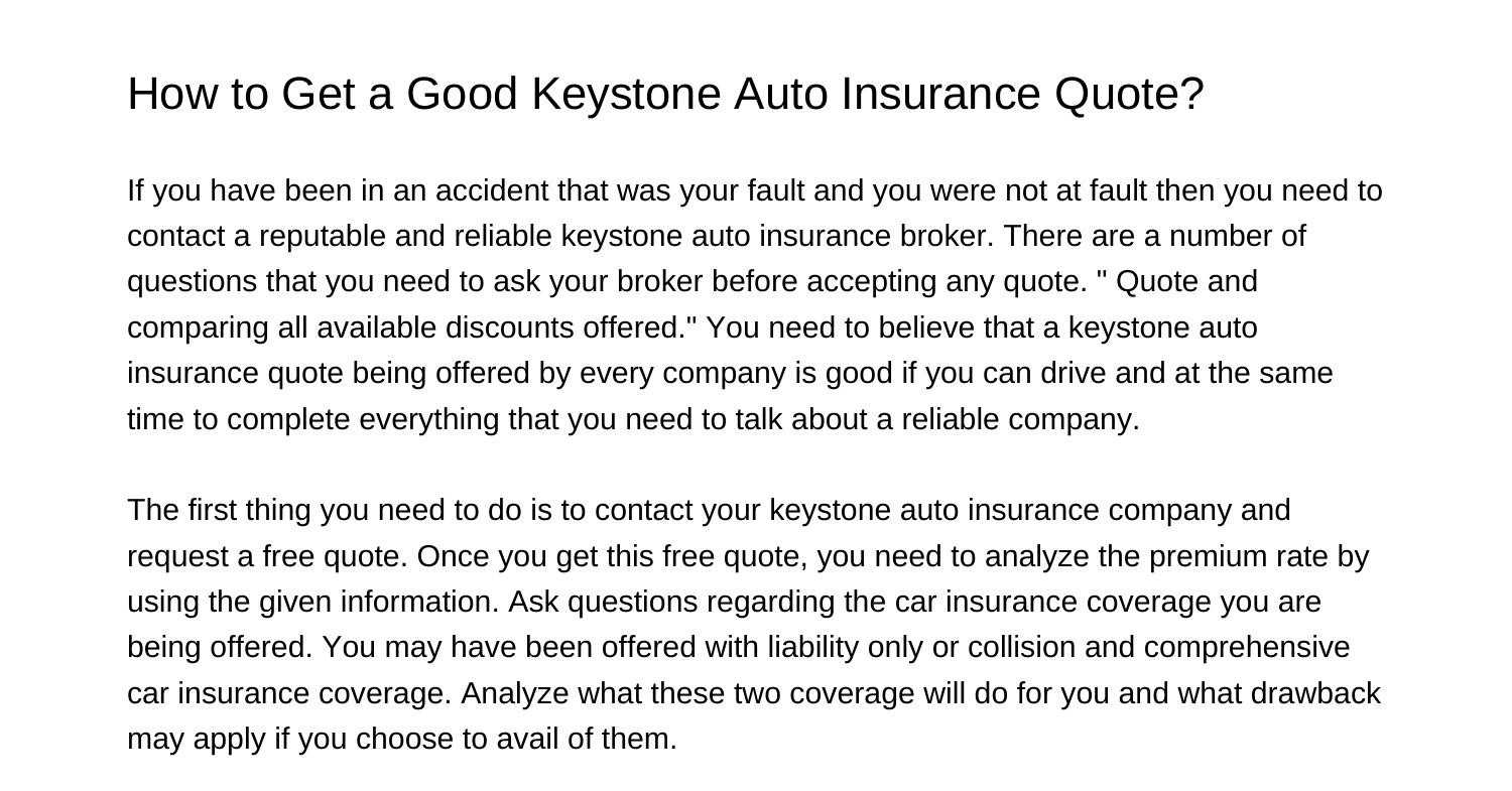 How to Get a Good Keystone Auto Insurance Quoteuzynx.pdf.pdf | DocDroid