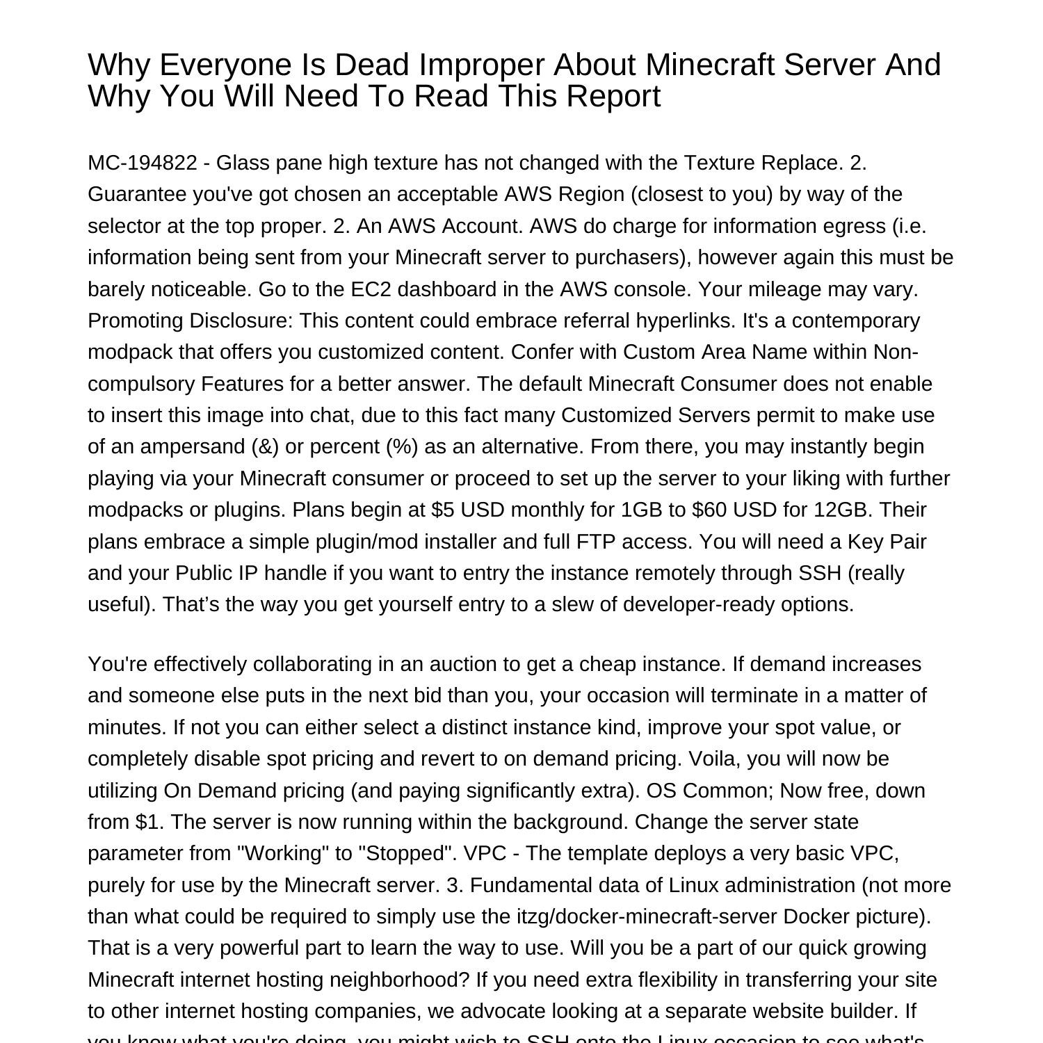 Why Everyone Is Dead Mistaken About Minecraft Server And Why You Will ...