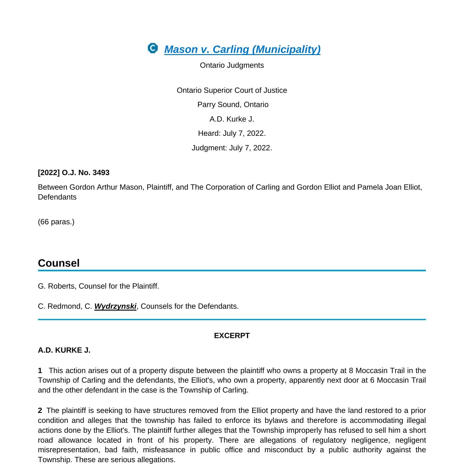 Mason v. Carling (Municipality) [2022] O.J. No. 3493.pdf | DocDroid