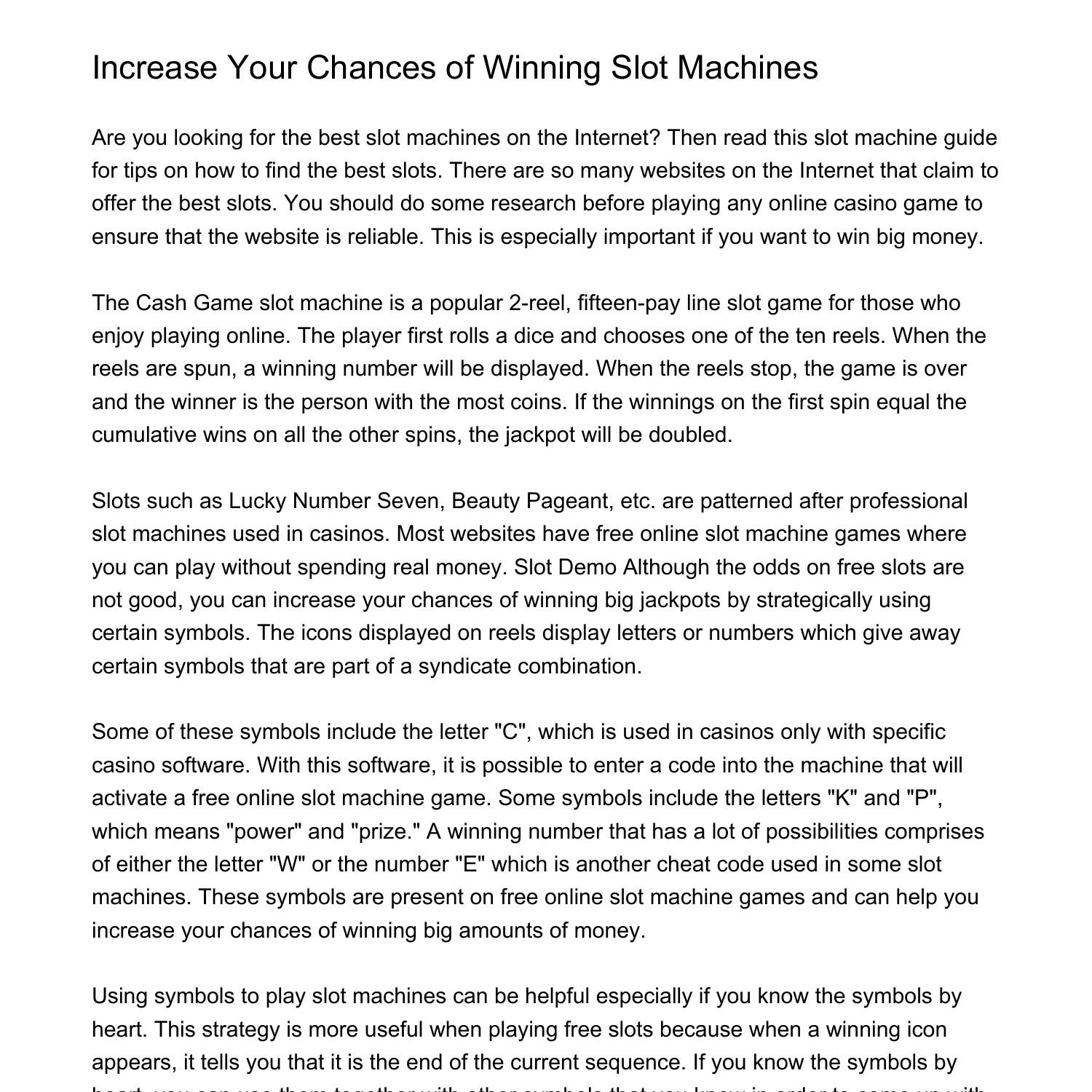 Increase Your Chances of Winning Slot Machinesxgieh.pdf.pdf | DocDroid
